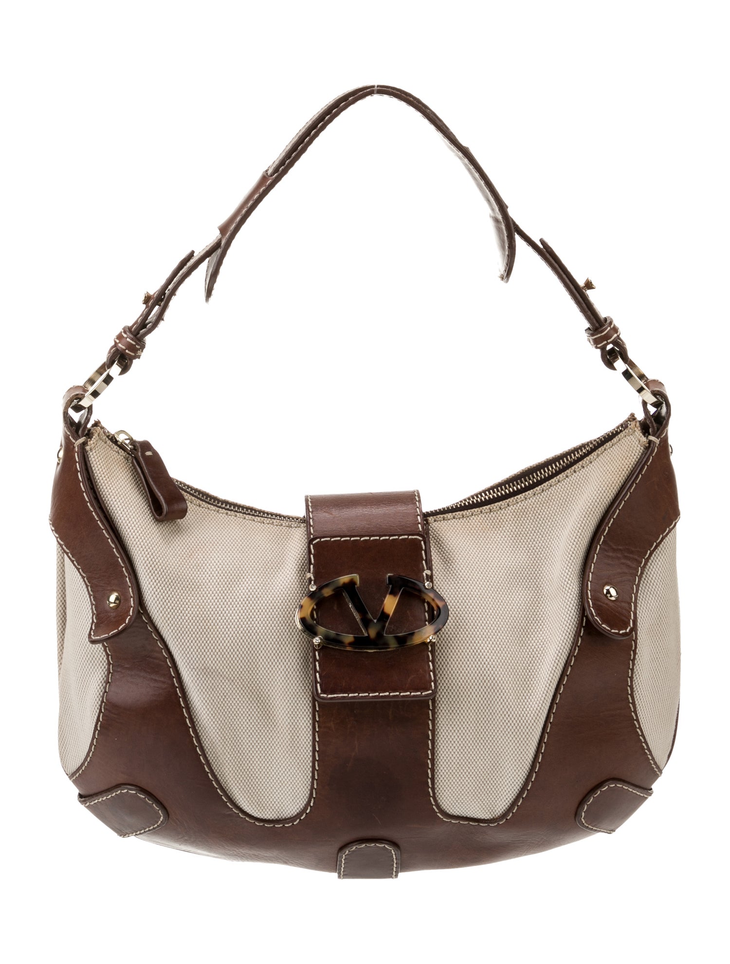 Valentino Canvas Shoulder Bag - Brown Shoulder Bags, Handbags ...