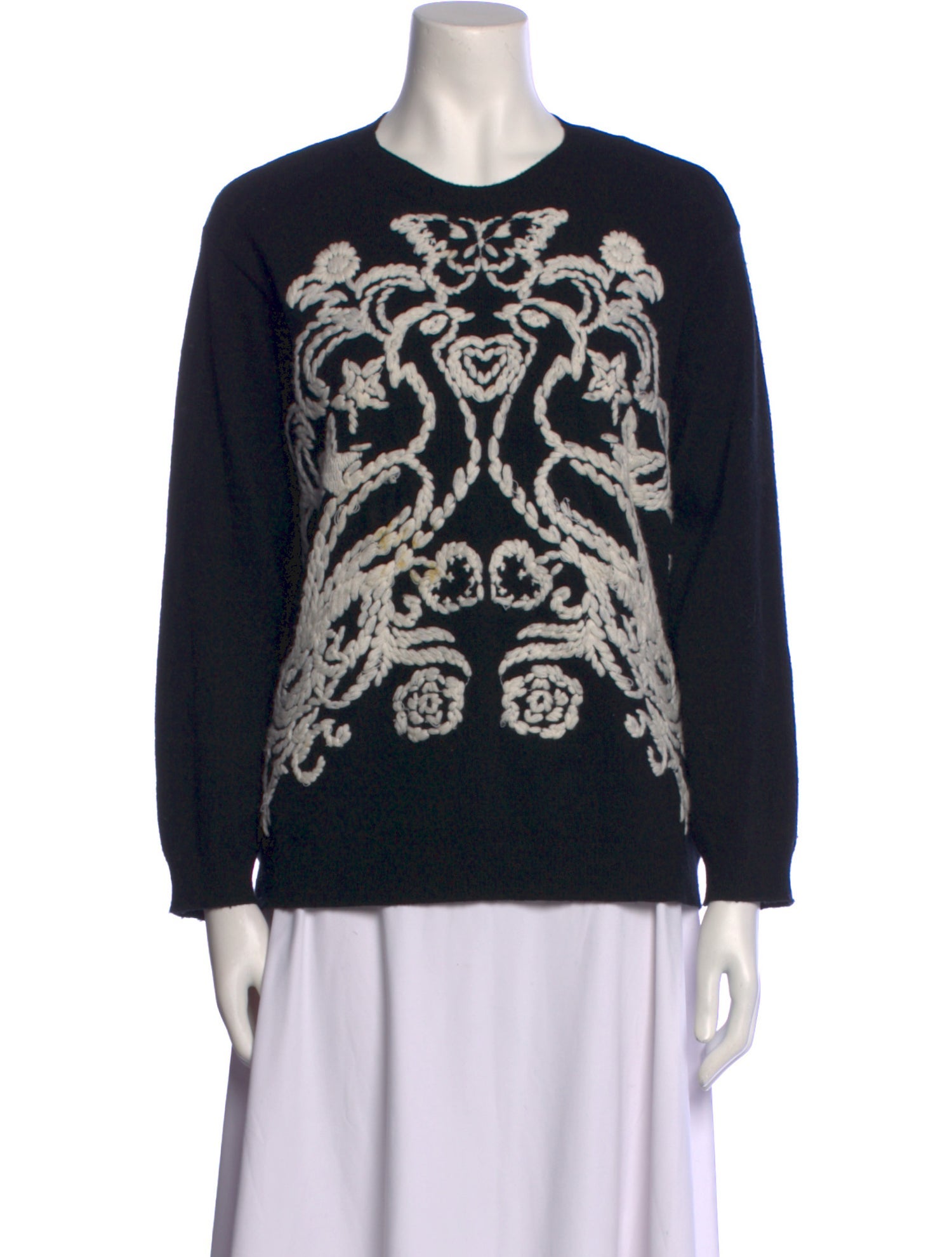 Valentino Virgin Wool Patterned Sweater - Black Knitwear, Clothing ...