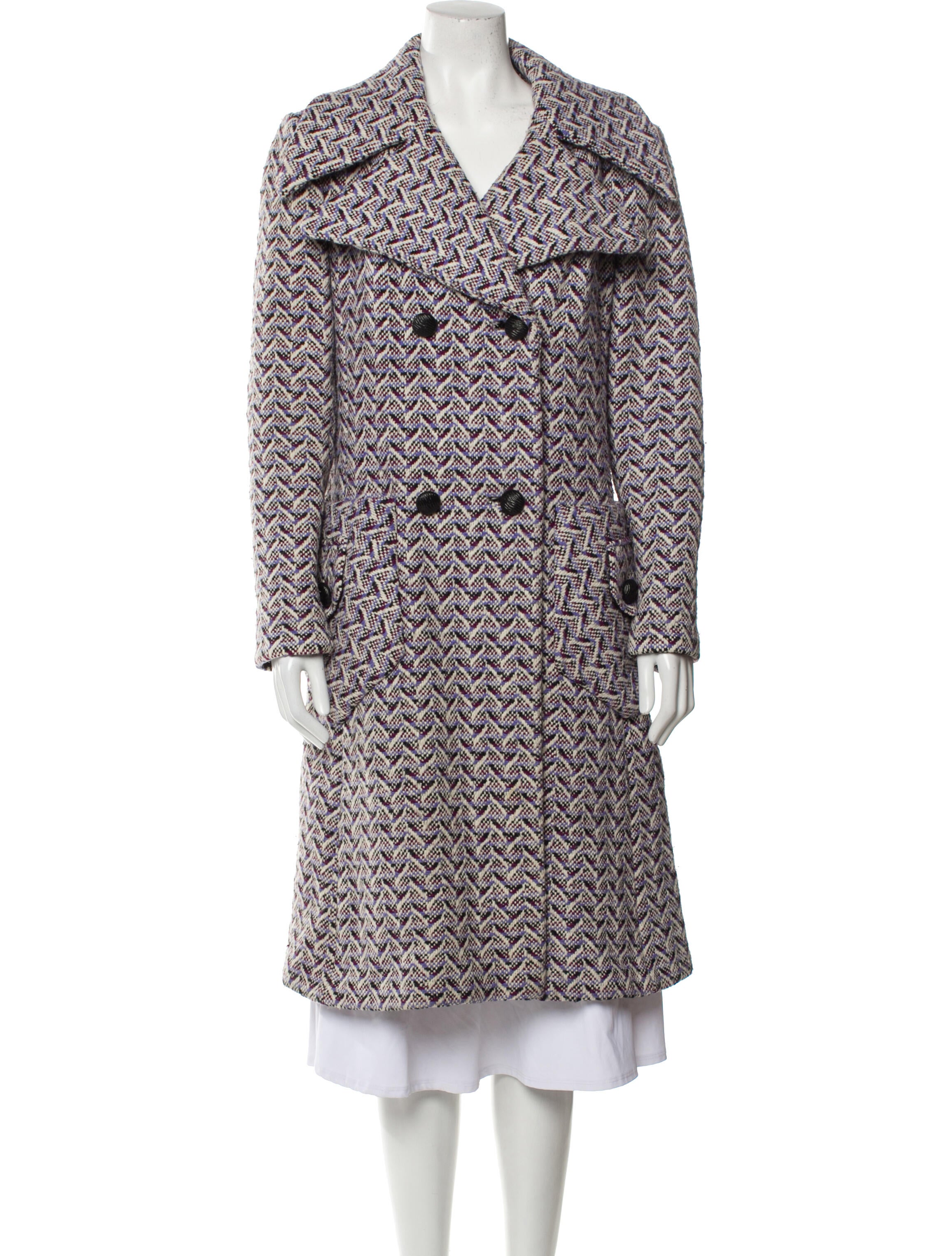 Valentino Tweed Pattern Trench Coat - Purple Coats, Clothing ...