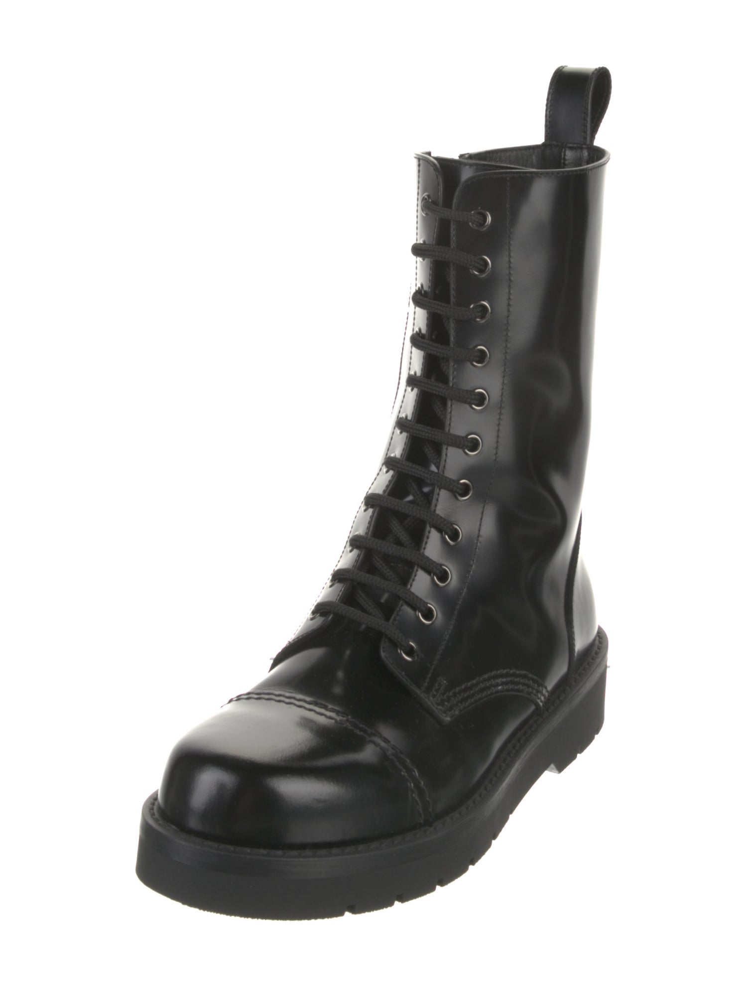 Valentino Rockstud Accents Leather Combat Boots - Black Boots, Shoes ...