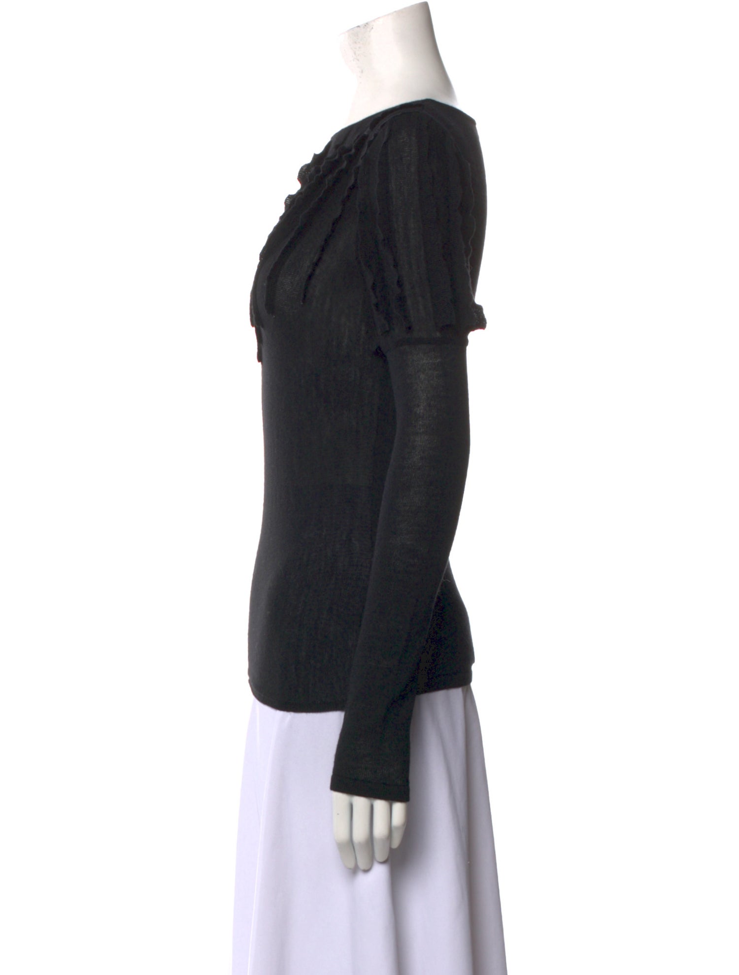 Valentino Virgin Wool Bateau Neckline Top - Black Tops, Clothing ...