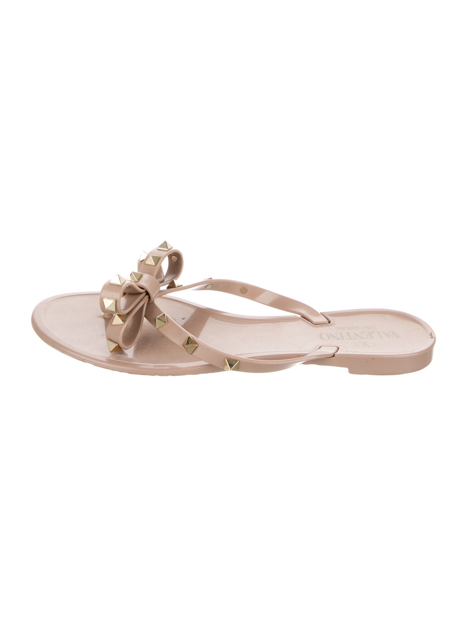 Valentino Rockstud Accents Rubber Slides - Neutrals Sandals, Shoes ...