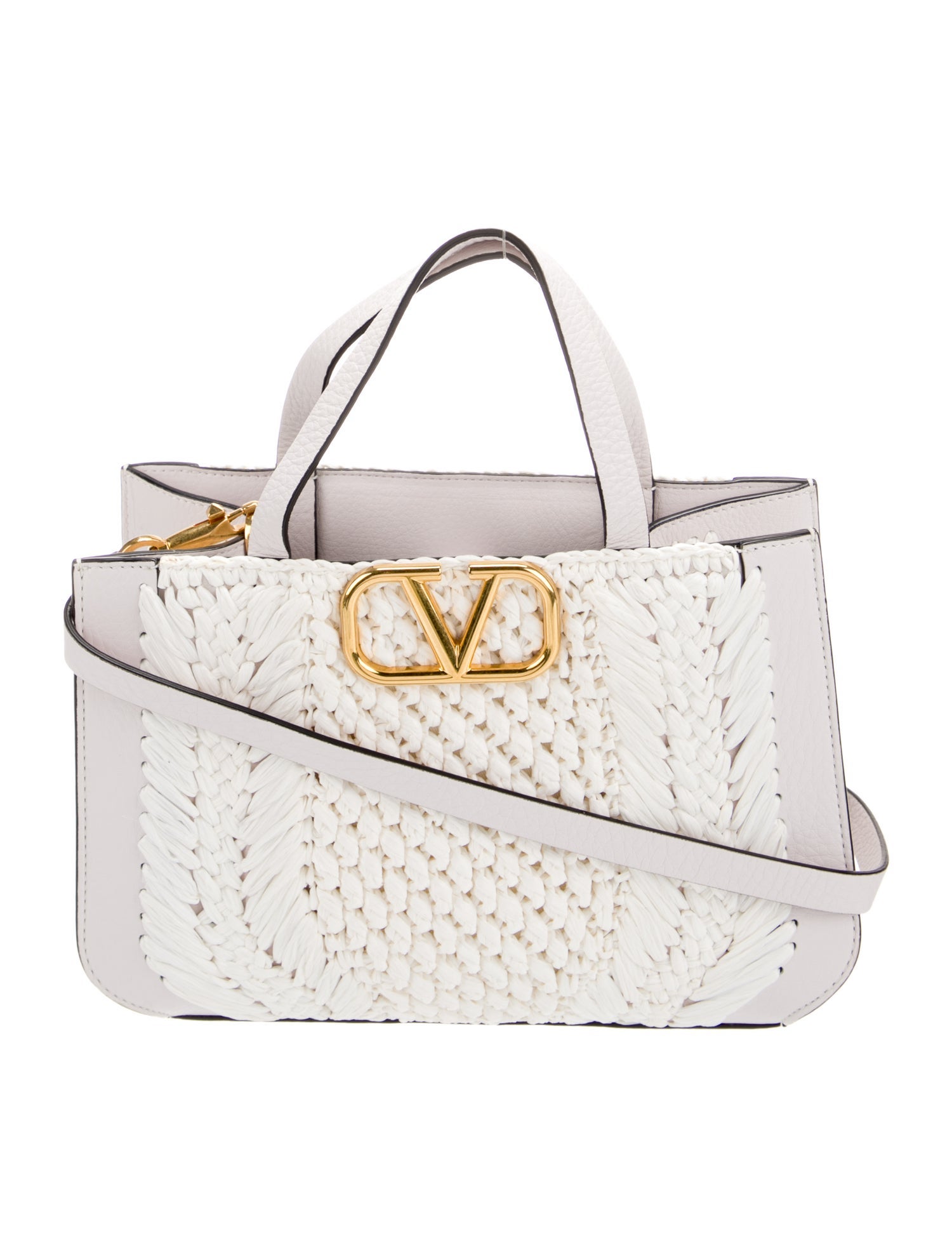 Valentino Raffia Top Handle Bag - White Handle Bags, Handbags ...