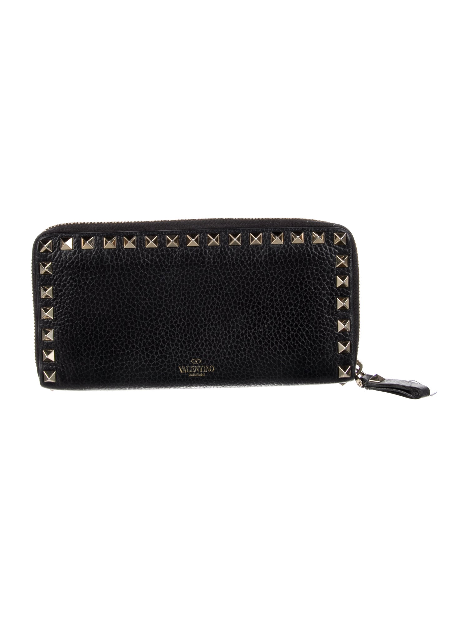Valentino Rockstud Accents Leather Continental Wallet - Black Wallets ...