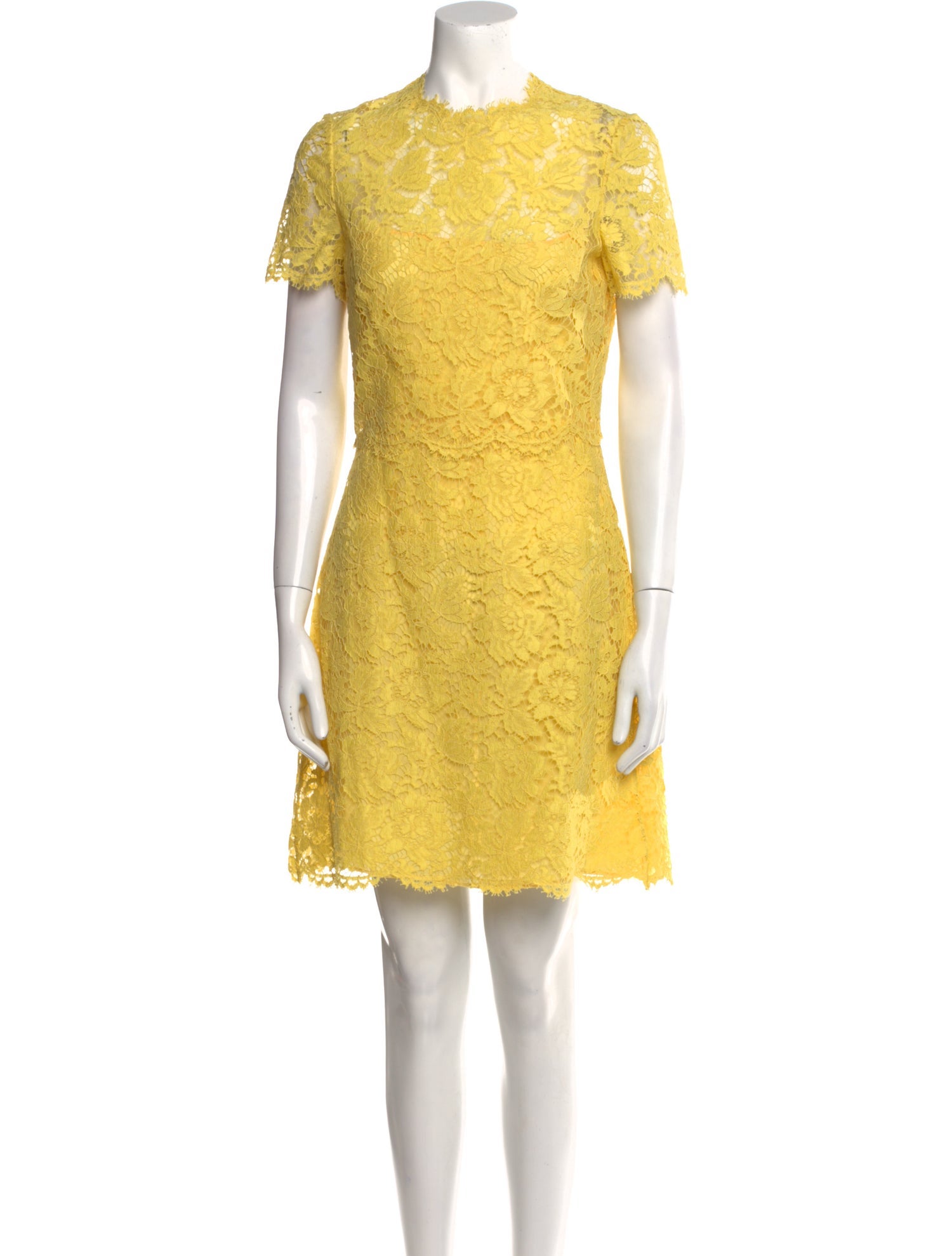 Valentino Lace Pattern Mini Dress - Yellow Dresses, Clothing ...