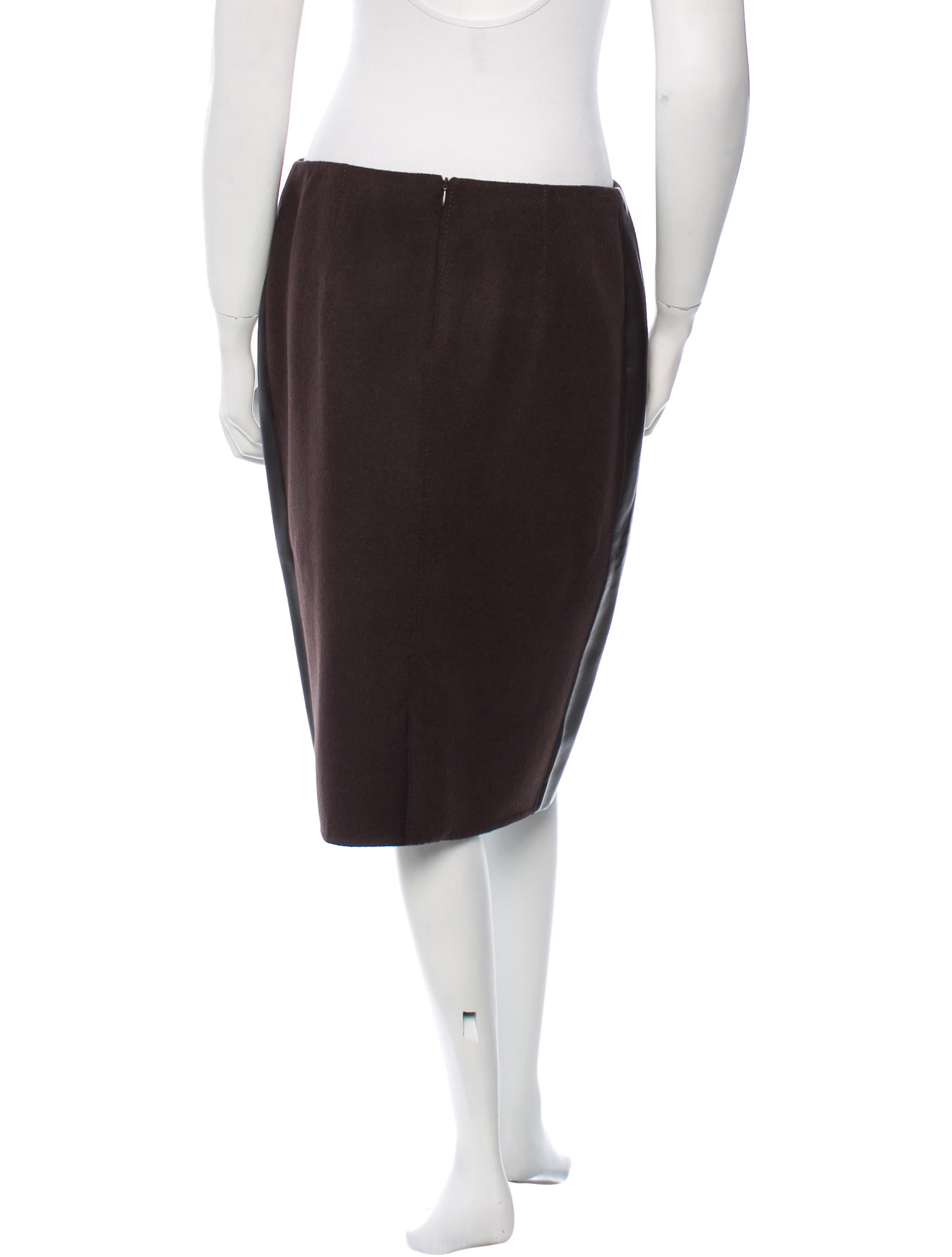 Valentino Leather-Trimmed Sheath Skirt - Clothing - VAL46706 | The RealReal