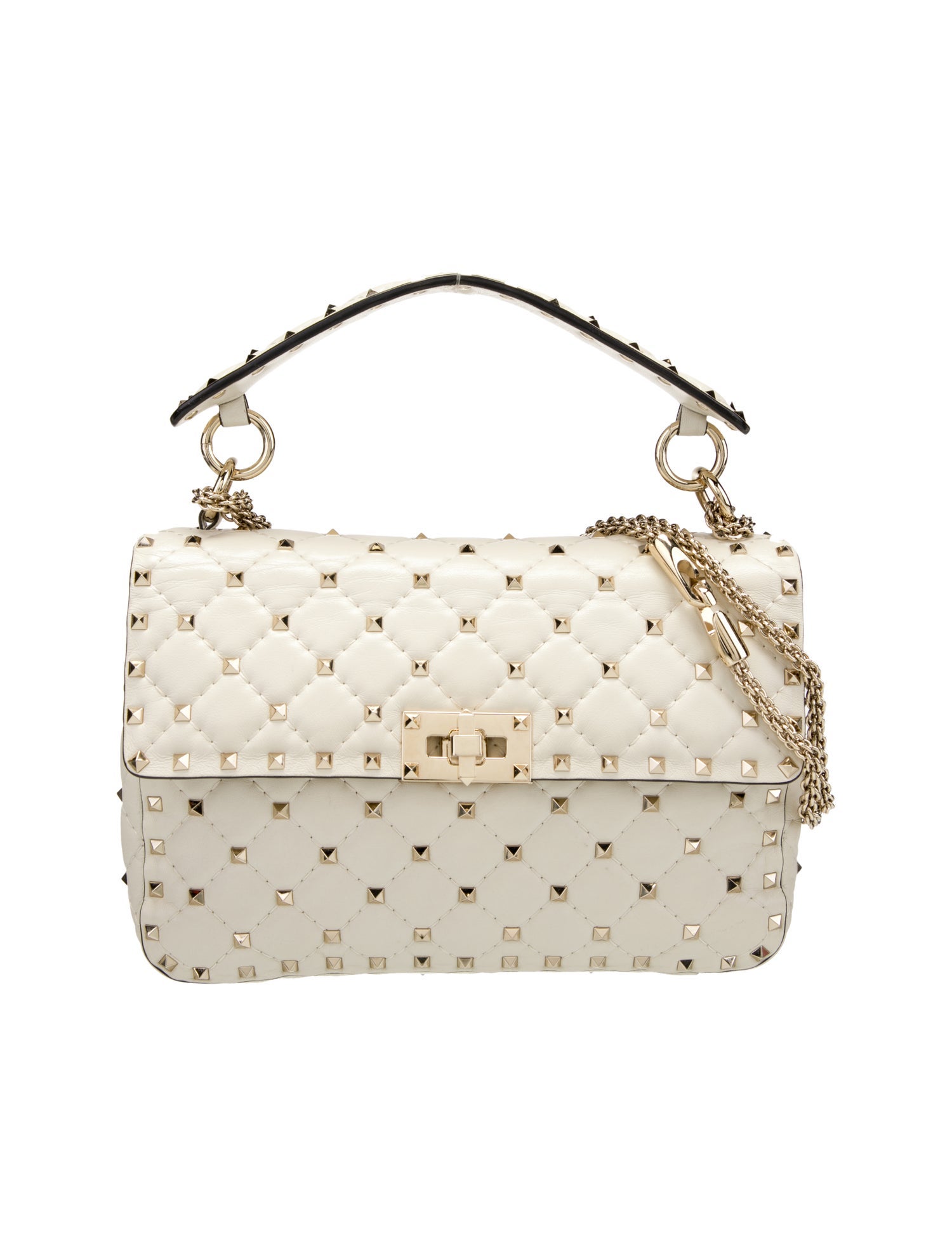 Valentino Rockstud Shoulder Bag - Neutrals Handle Bags, Handbags ...