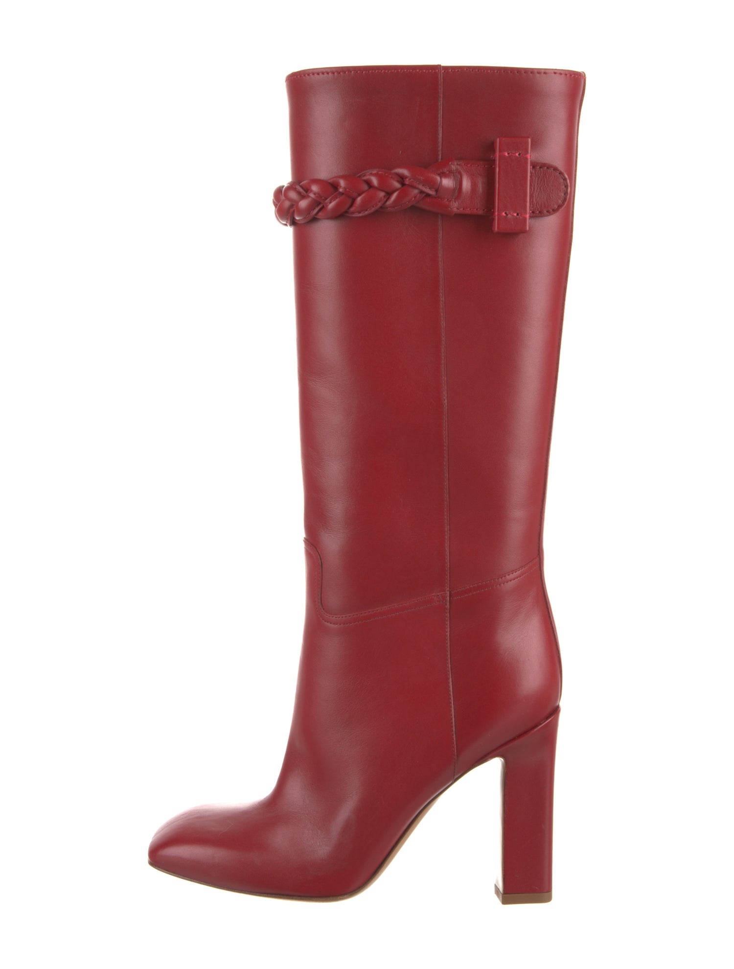 Valentino Leather Braided Accents Boots - Red Boots, Shoes - VAL468745 ...