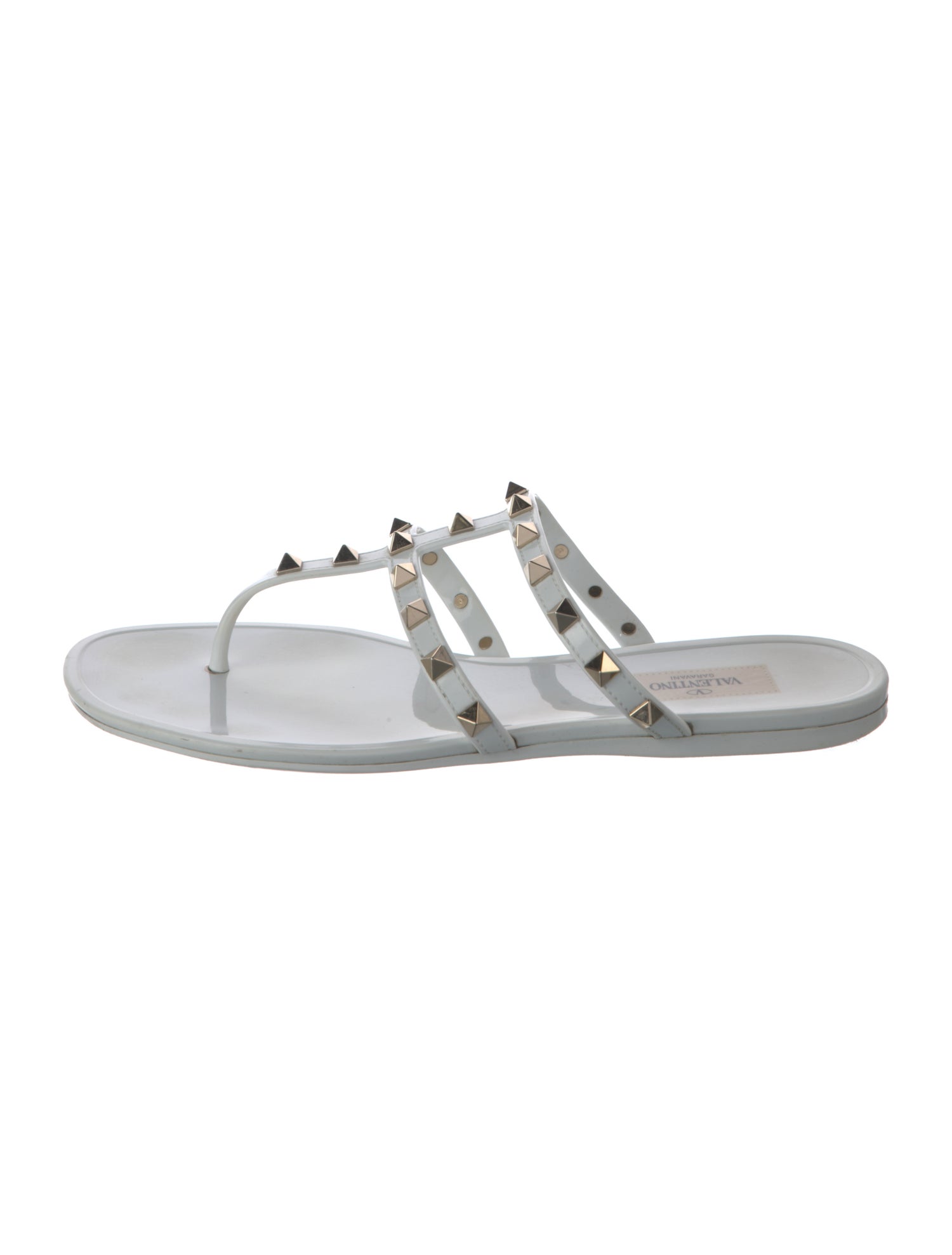 Valentino Rockstud Accents Rubber Slides - White Sandals, Shoes ...