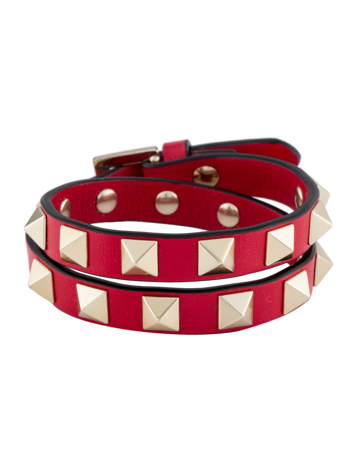 Valentino Rockstud Double Wrap Bracelet - Gold-Tone Metal Wrap ...