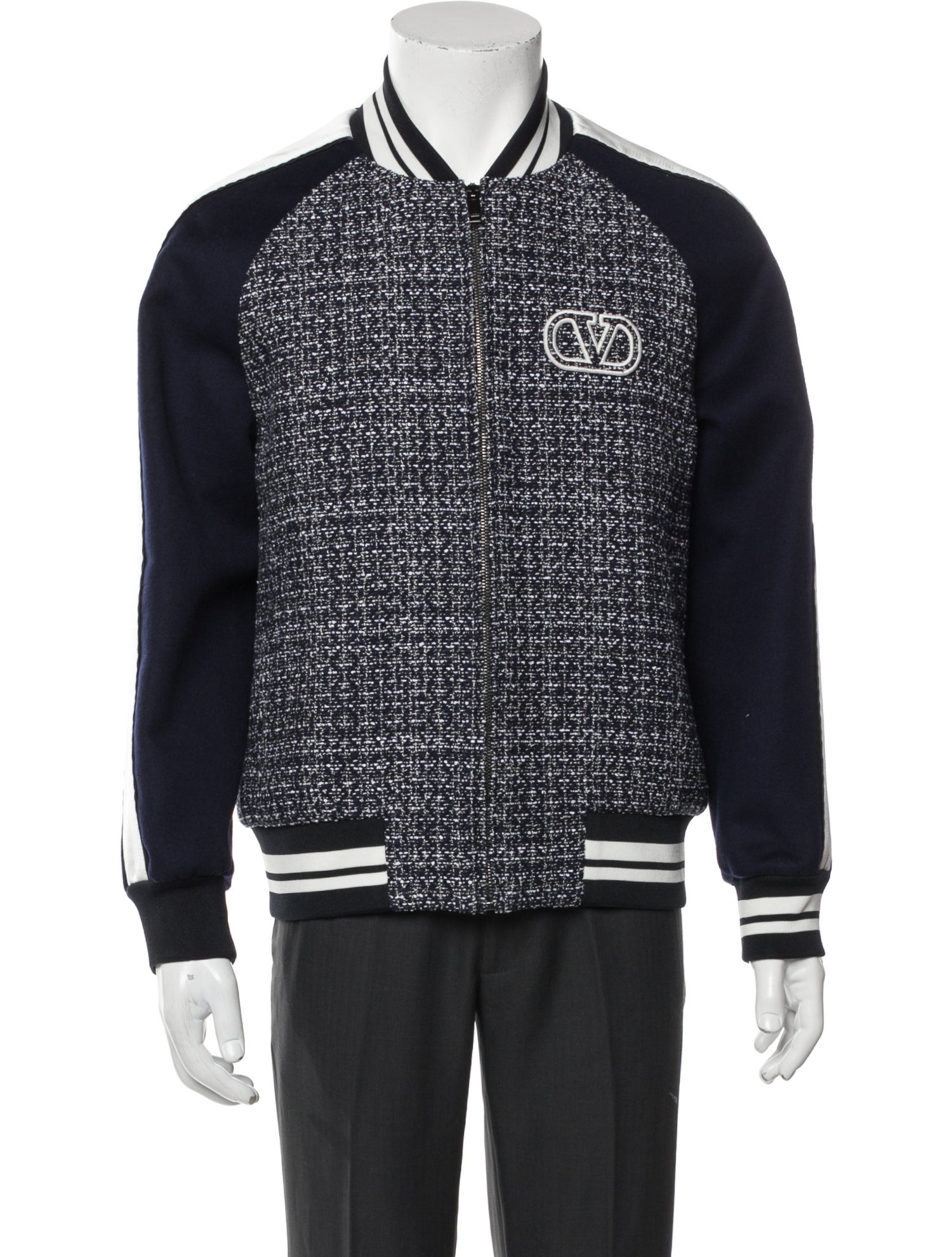 Valentino Colorblock Pattern Bomber Jacket - Blue Outerwear, Clothing ...