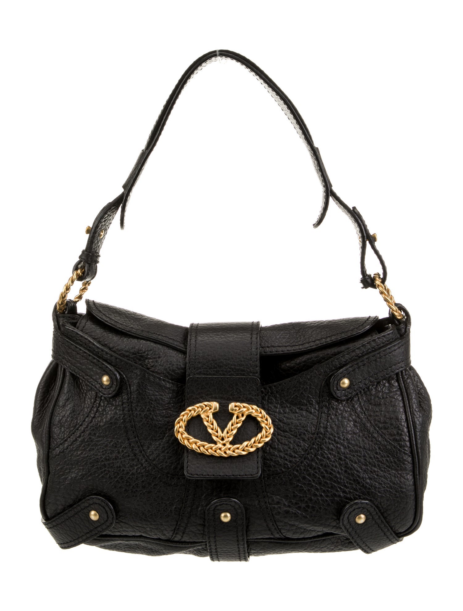 Valentino Leather Shoulder Bag Vintage - Black Shoulder Bags, Handbags ...