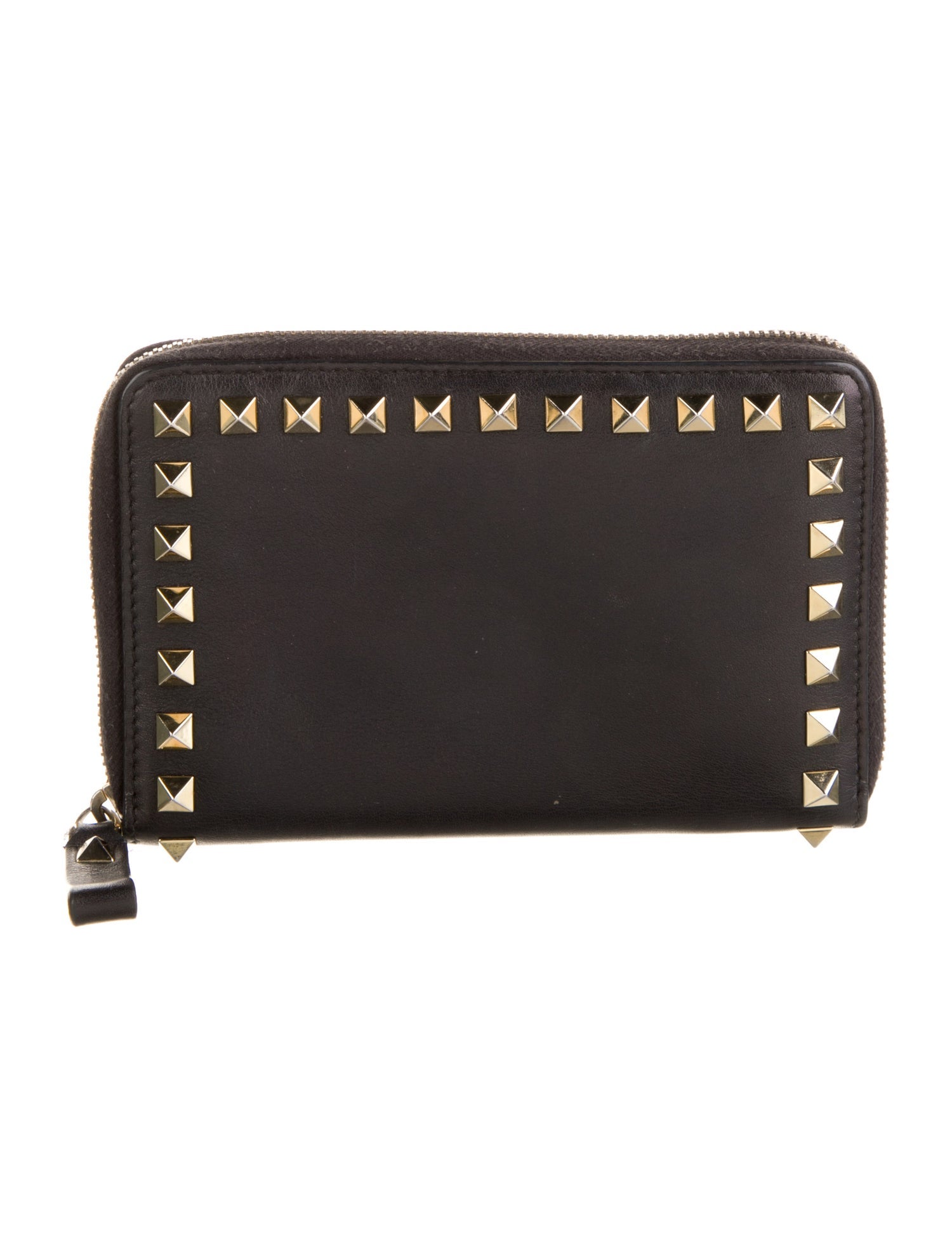 Valentino Rockstud Accents Leather Compact Wallet - Black Wallets ...