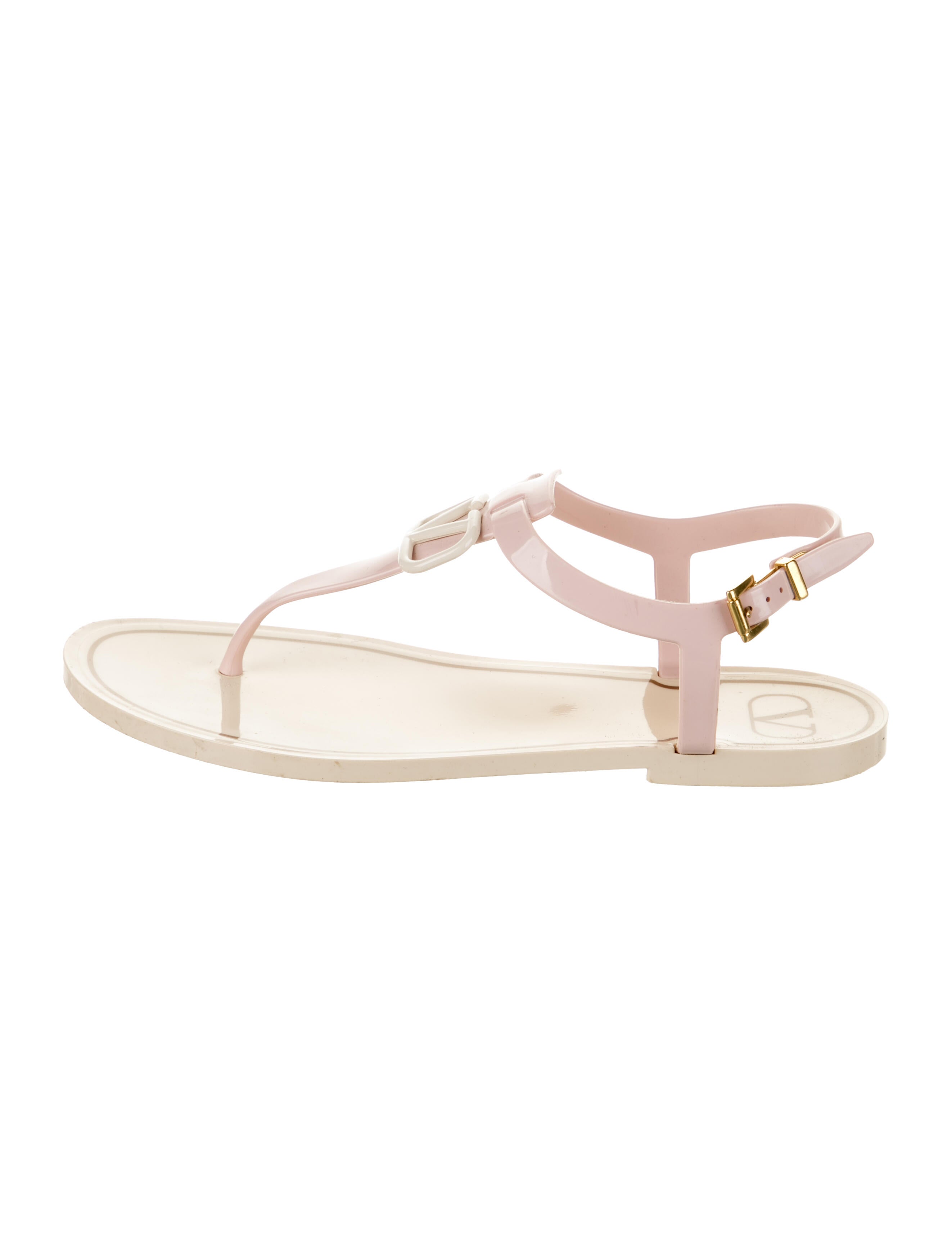 Valentino Rubber T-Strap Sandals - Neutrals Sandals, Shoes - VAL474526 ...