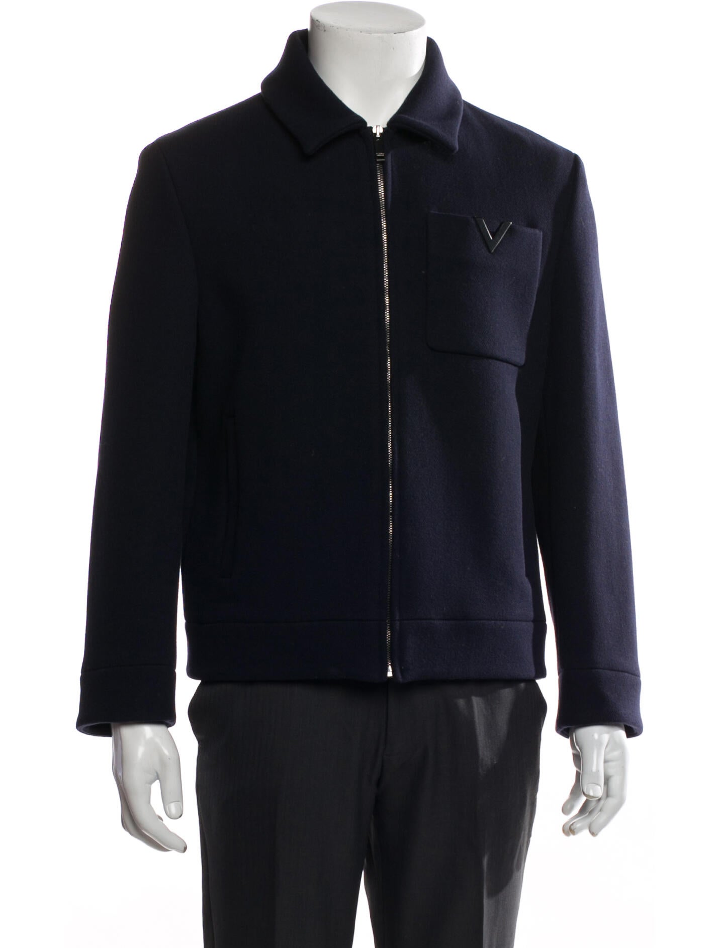 Valentino Rockstud Accents Virgin Wool Denim Jacket - Black Outerwear ...