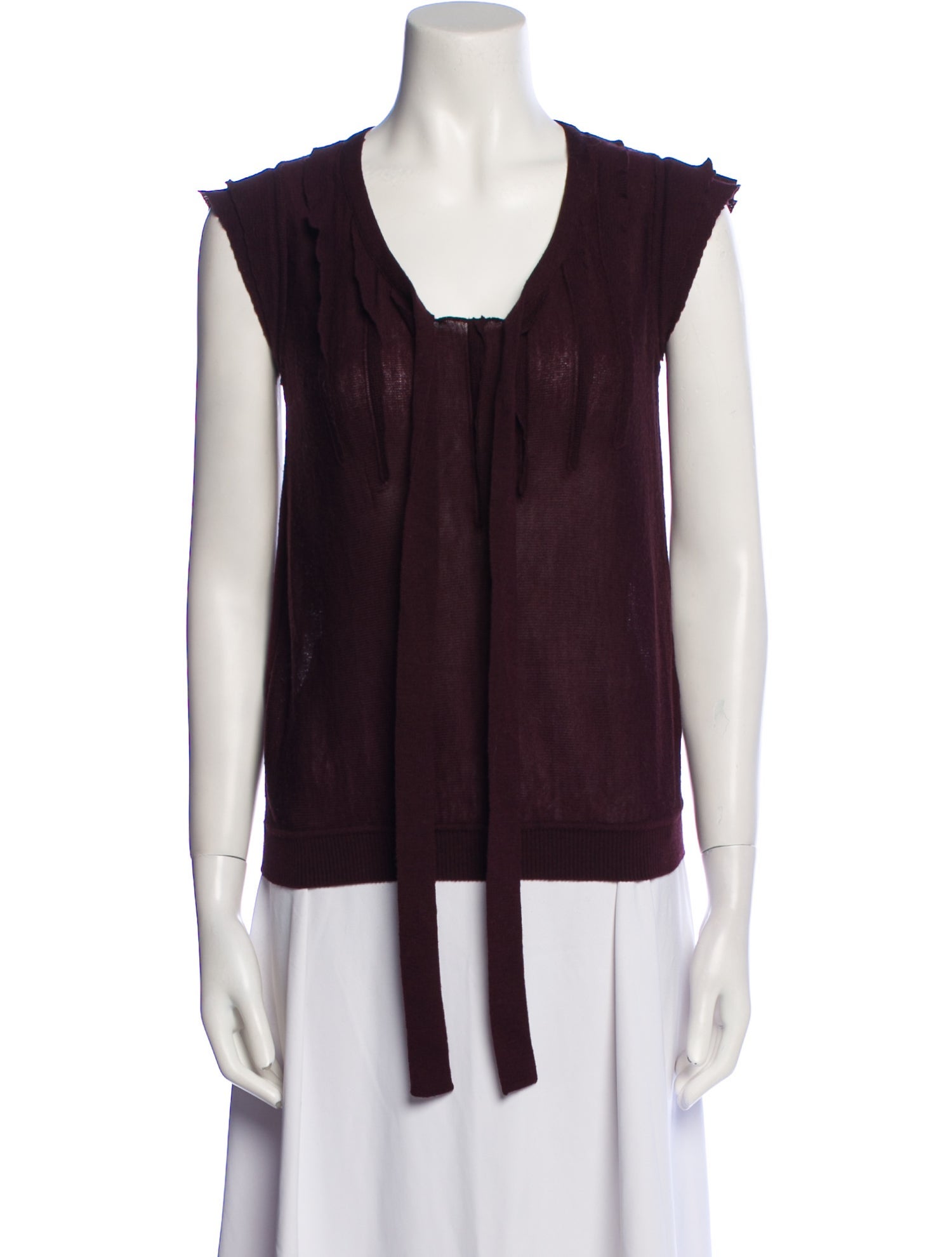 Valentino Wool Square Neckline Blouse - Burgundy Tops, Clothing ...
