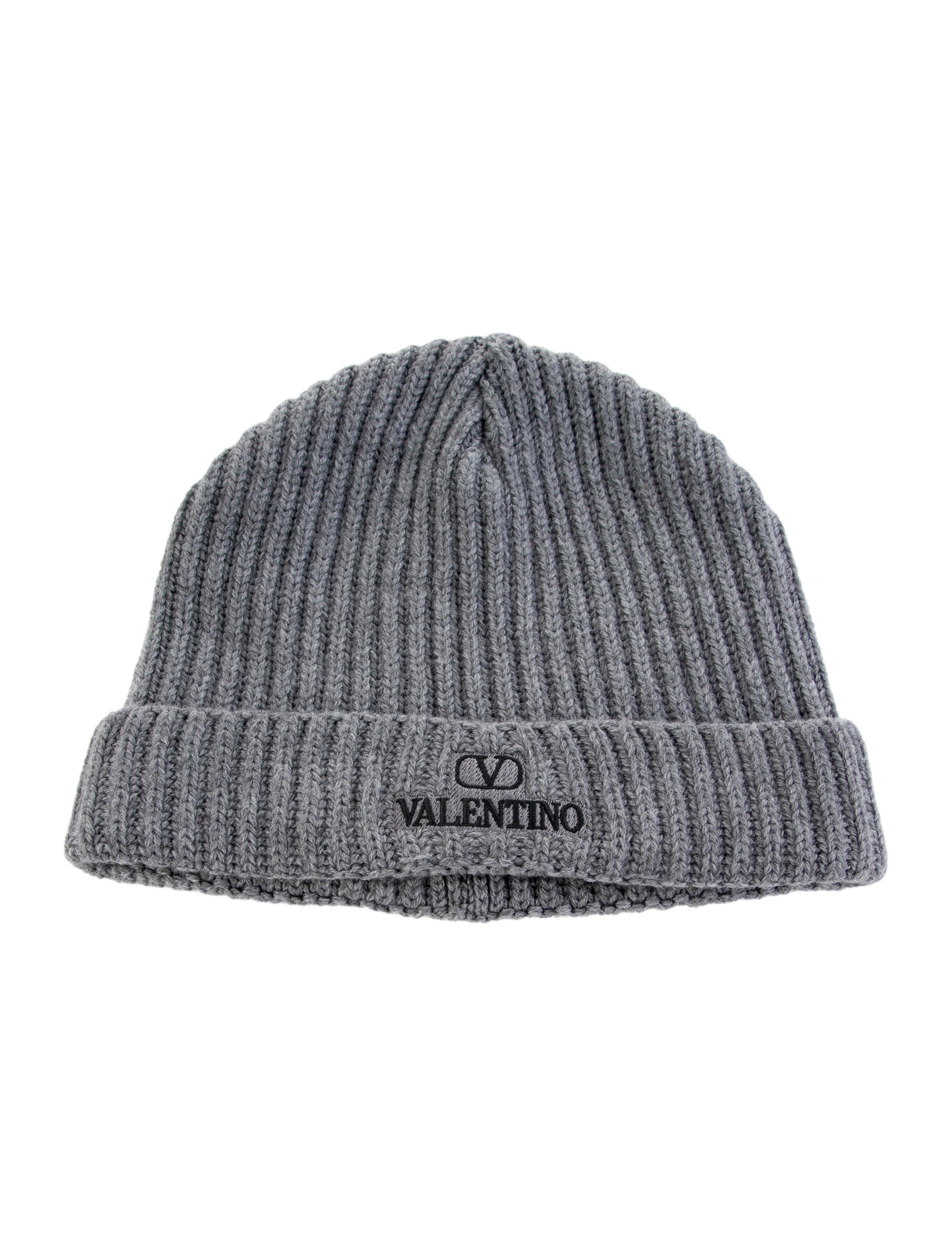 Valentino Signature Wool Beanie - Grey Hats, Accessories - VAL478679 ...