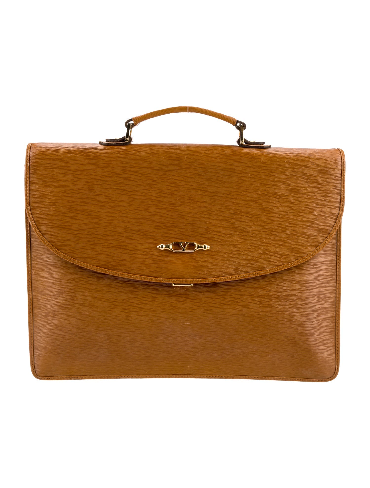 Valentino Leather Briefcase - Brown Totes, Handbags - VAL480229 | The ...