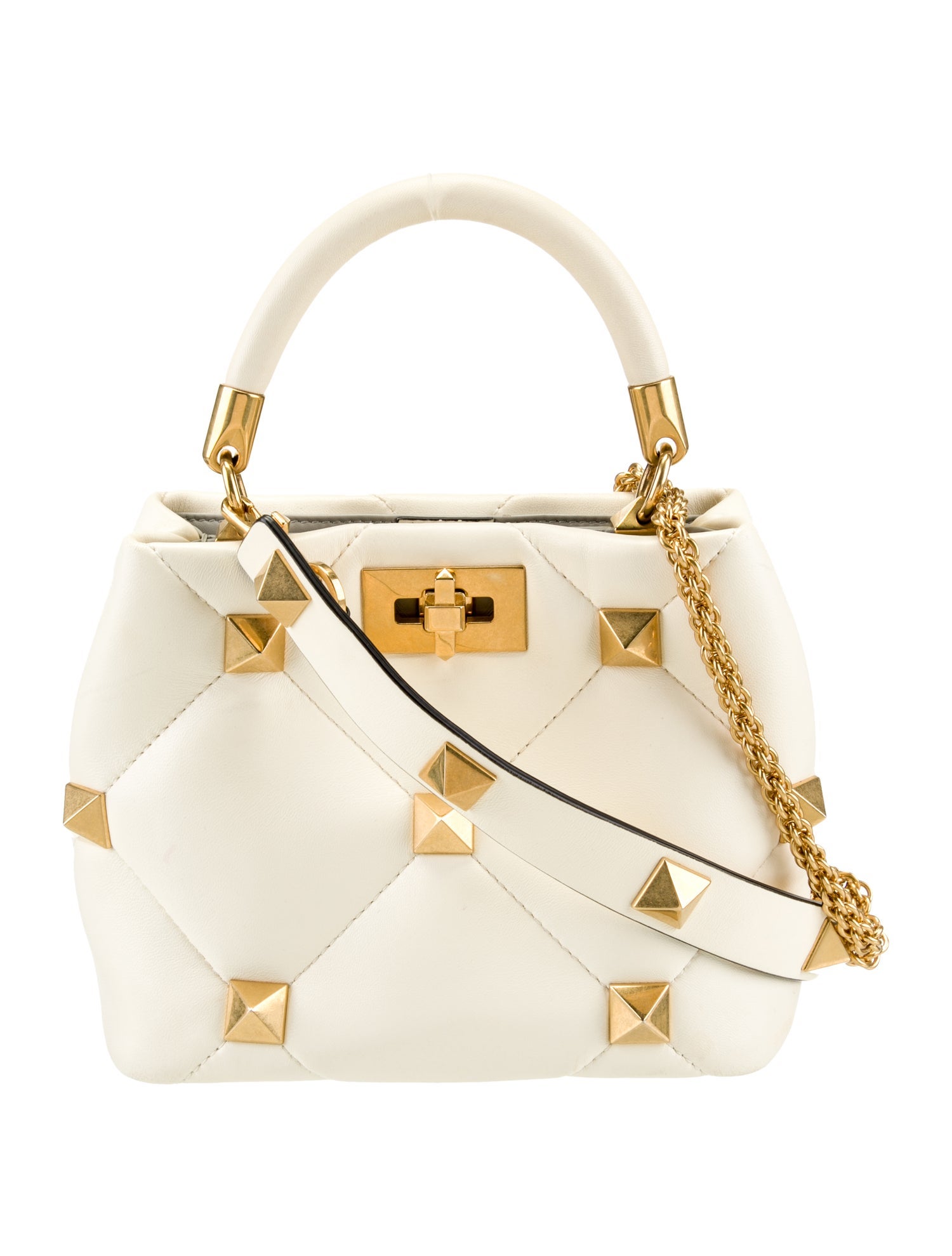 Valentino Leather Top Handle Bag - White Handle Bags, Handbags ...