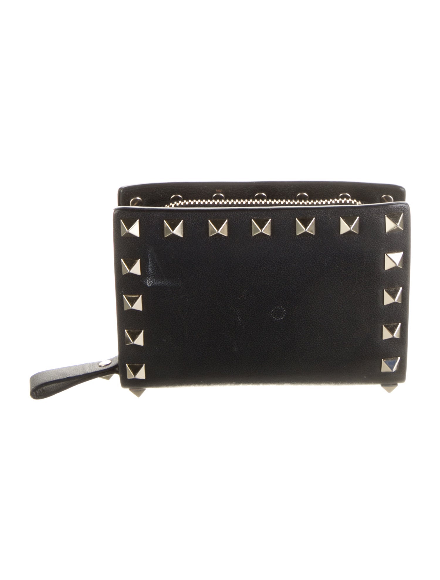 Valentino Rockstud Accents Leather Compact Wallet - Black Wallets ...