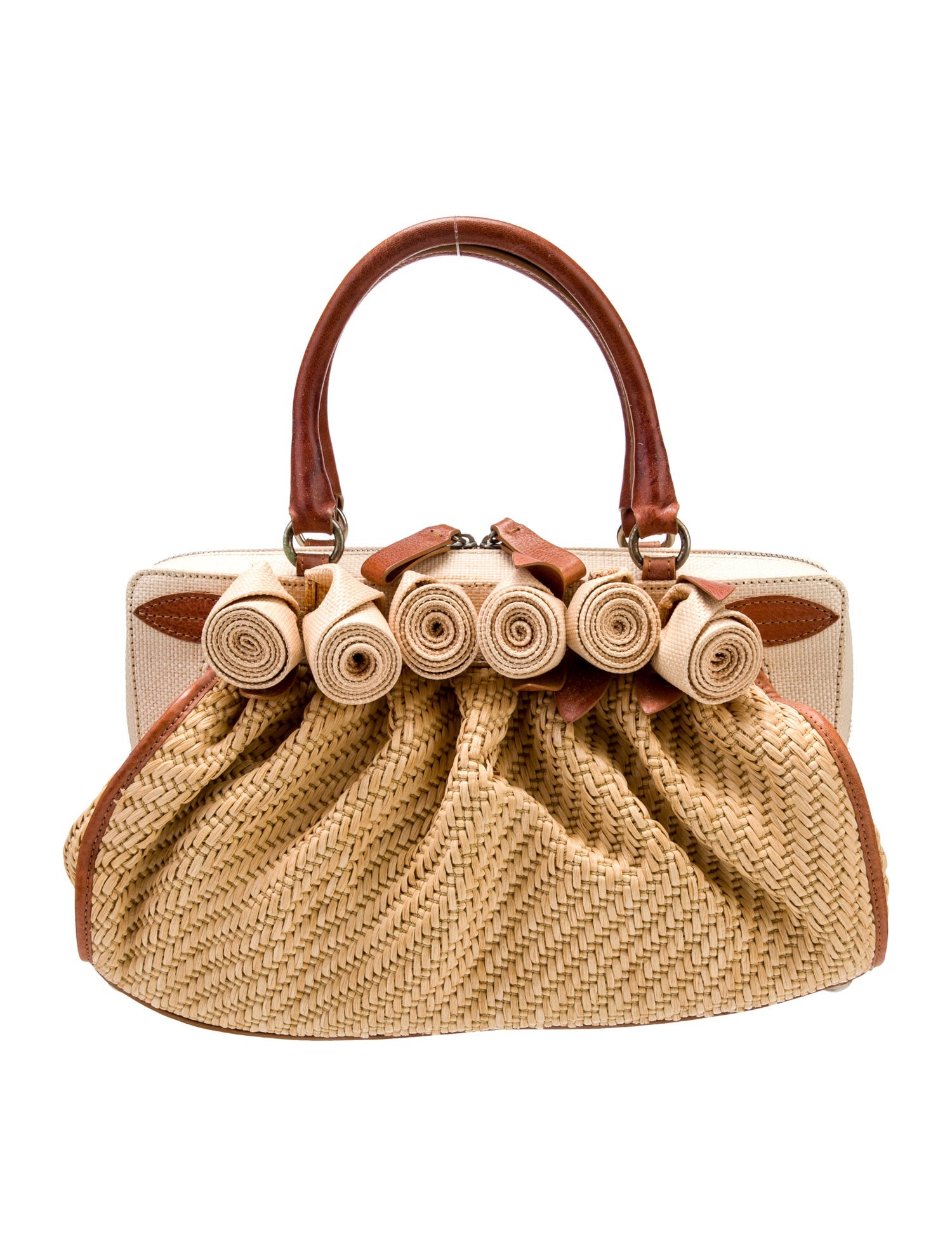 Valentino Raffia Top Handle Bag - Brown Handle Bags, Handbags ...