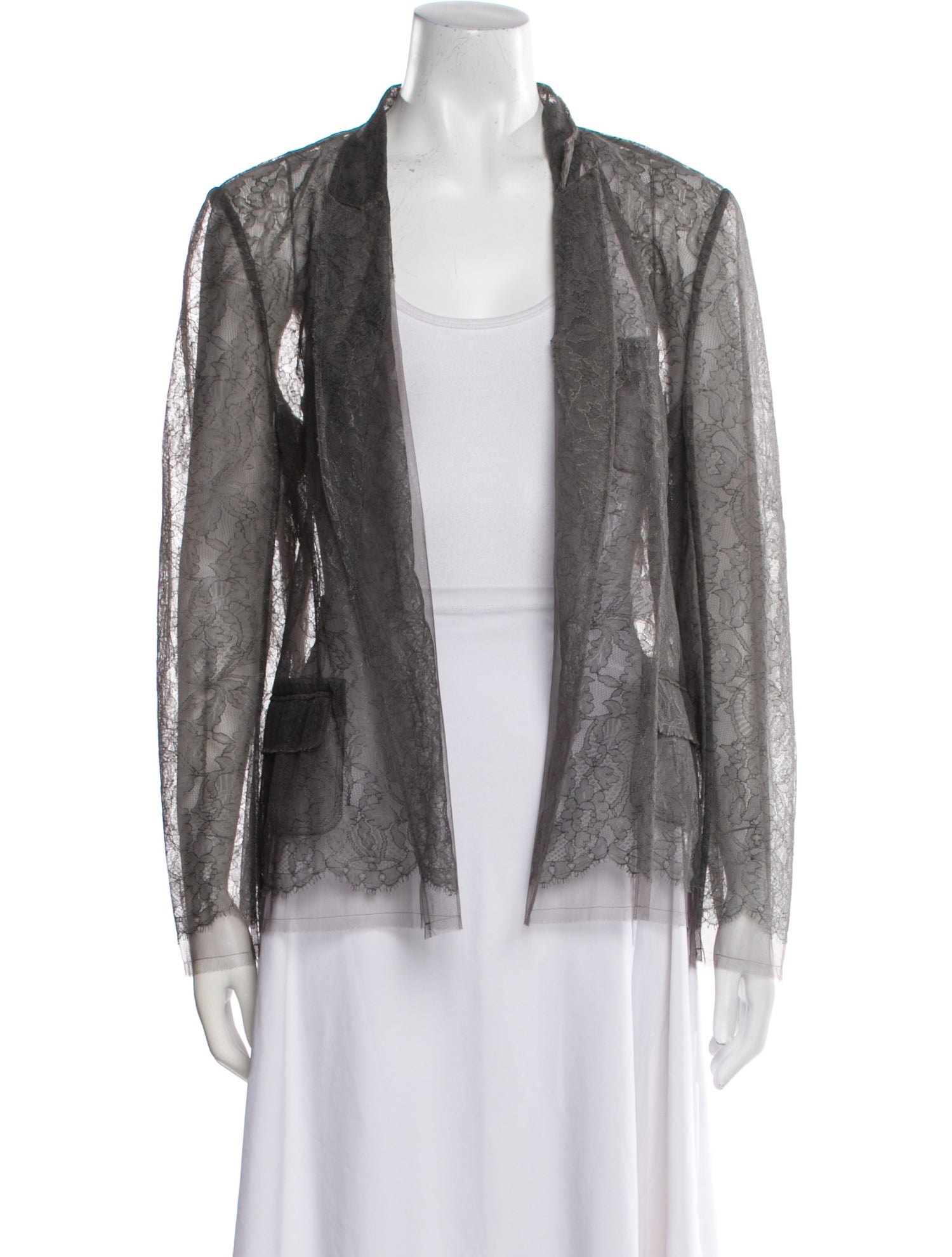 Valentino Lace Striped Evening Jacket w/ Tags - Grey Jackets, Clothing ...