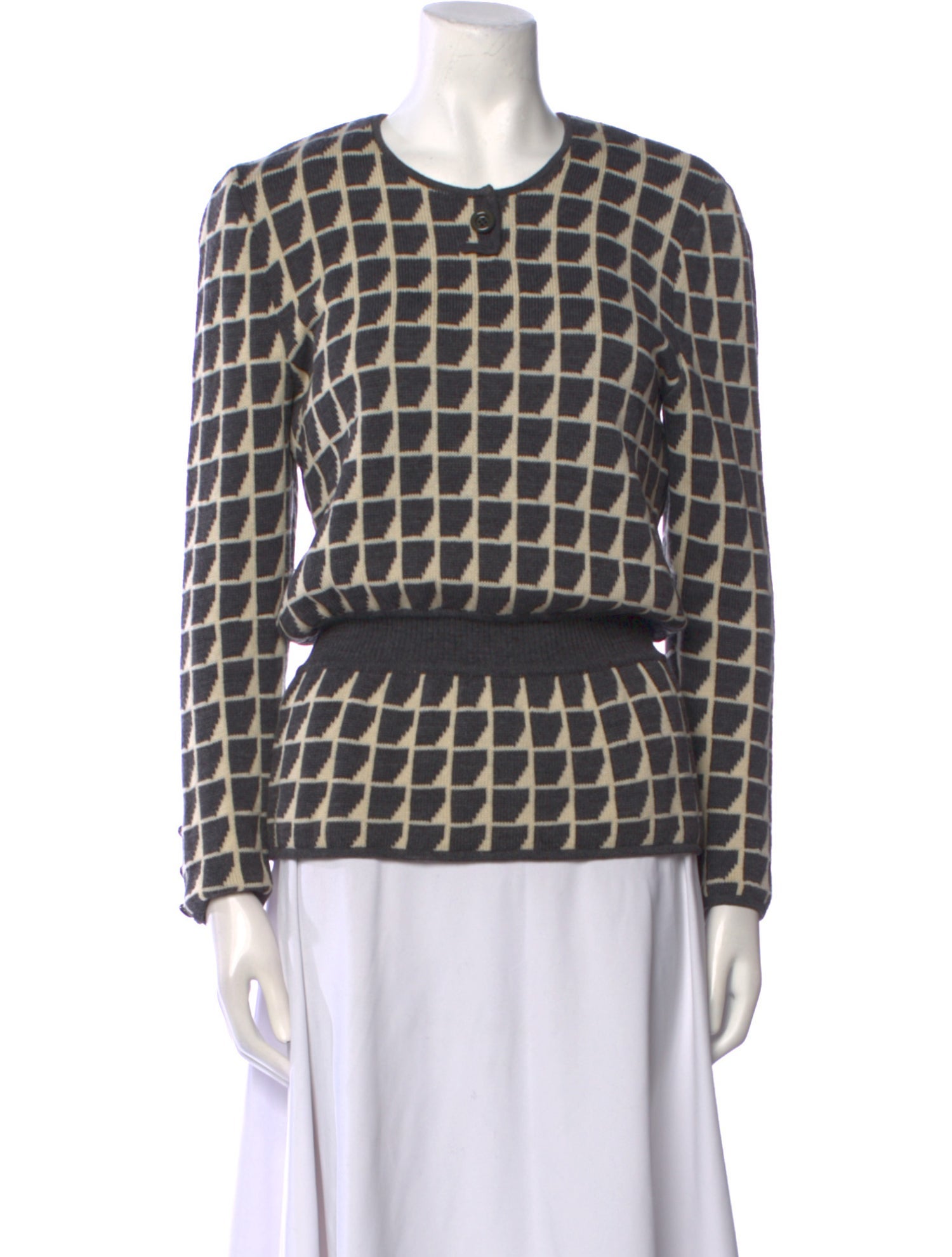 Valentino Wool Plaid Print Sweater - Black Knitwear, Clothing ...