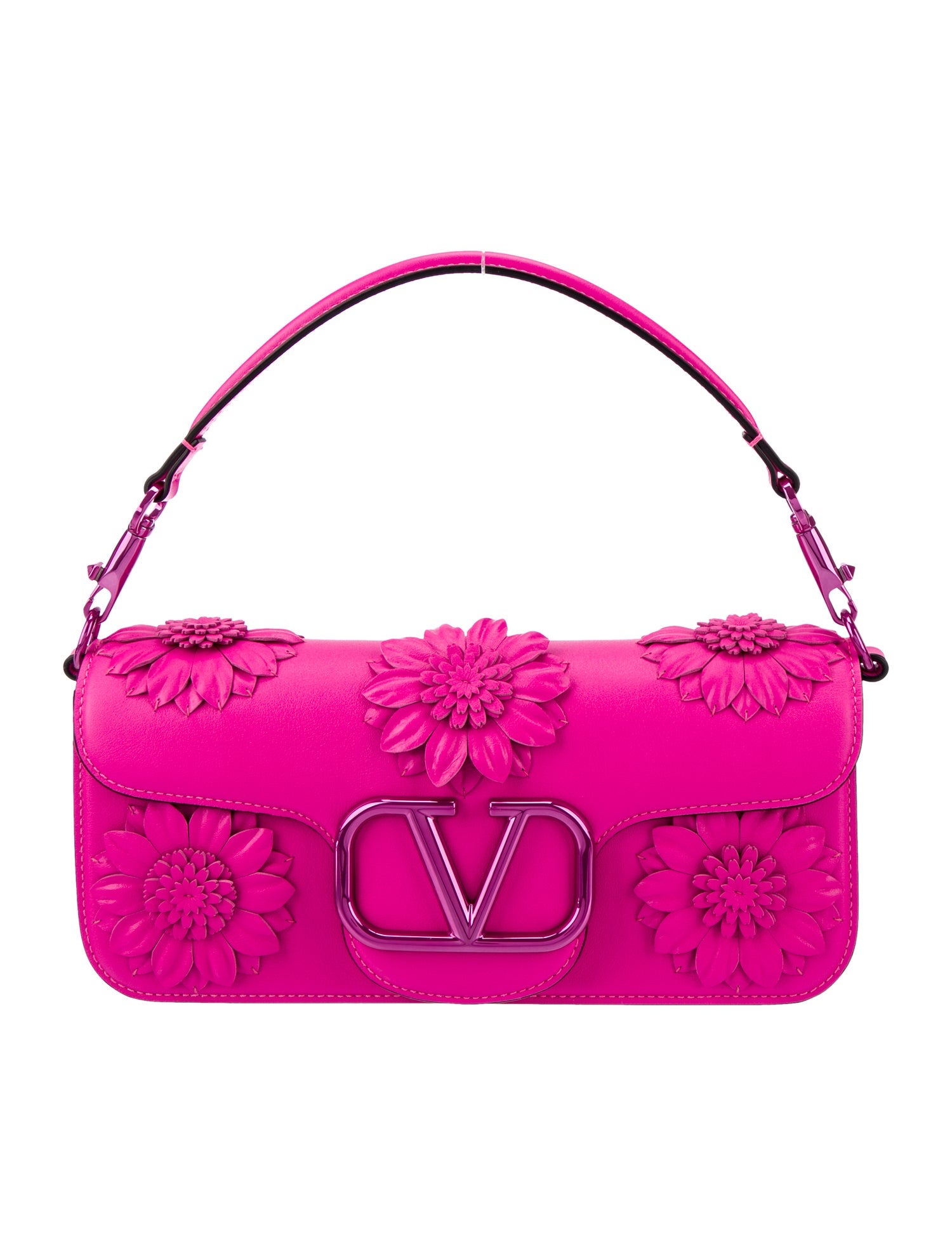 Valentino Leather Locò appliqué-flower - Pink Handle Bags, Handbags ...
