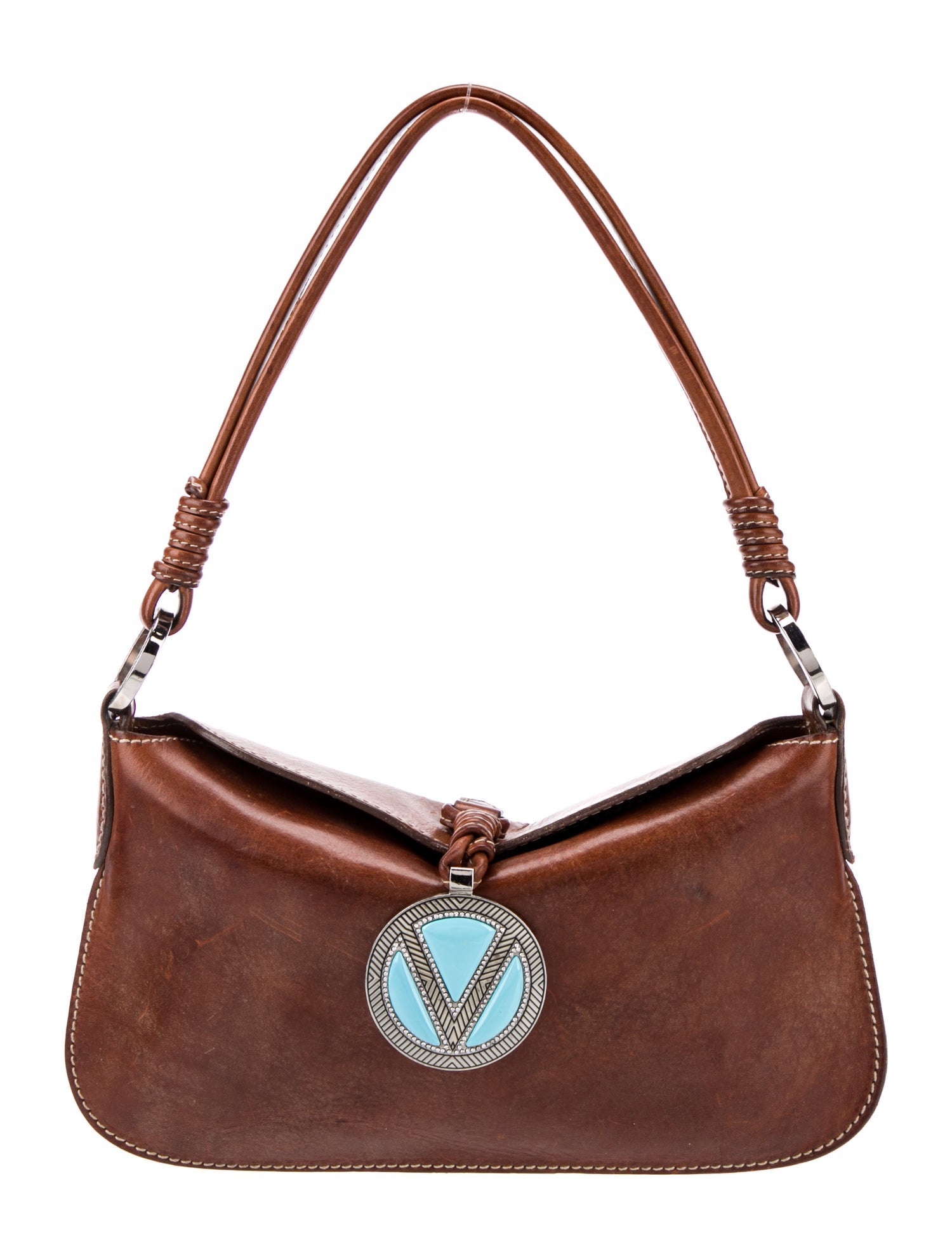 Valentino Leather Shoulder Bag Small Vintage - Brown Shoulder Bags ...