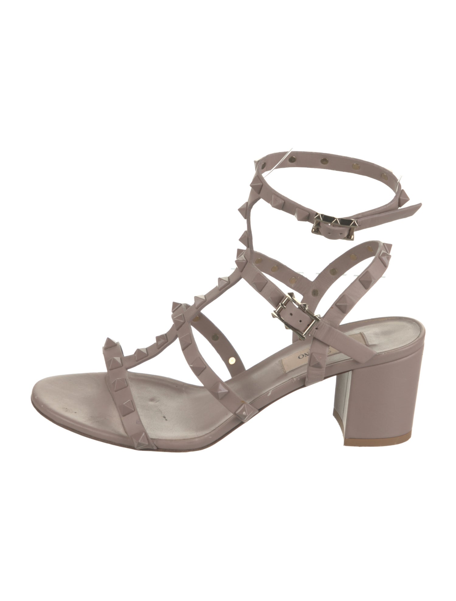 Valentino Rockstud Accents Leather Gladiator Sandals - Pink Sandals ...