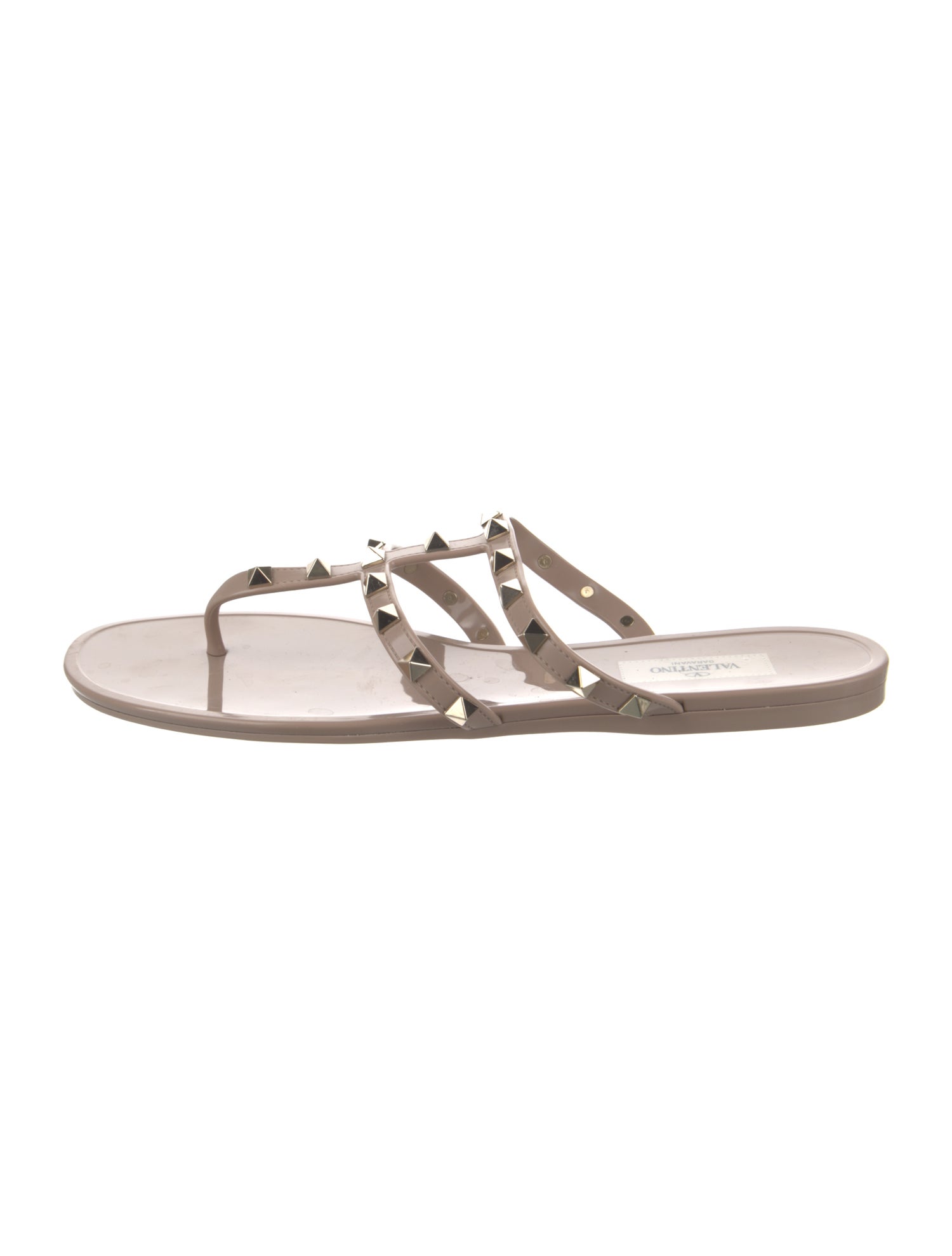 Valentino Rubber Studded Accents Slides - Neutrals Sandals, Shoes ...