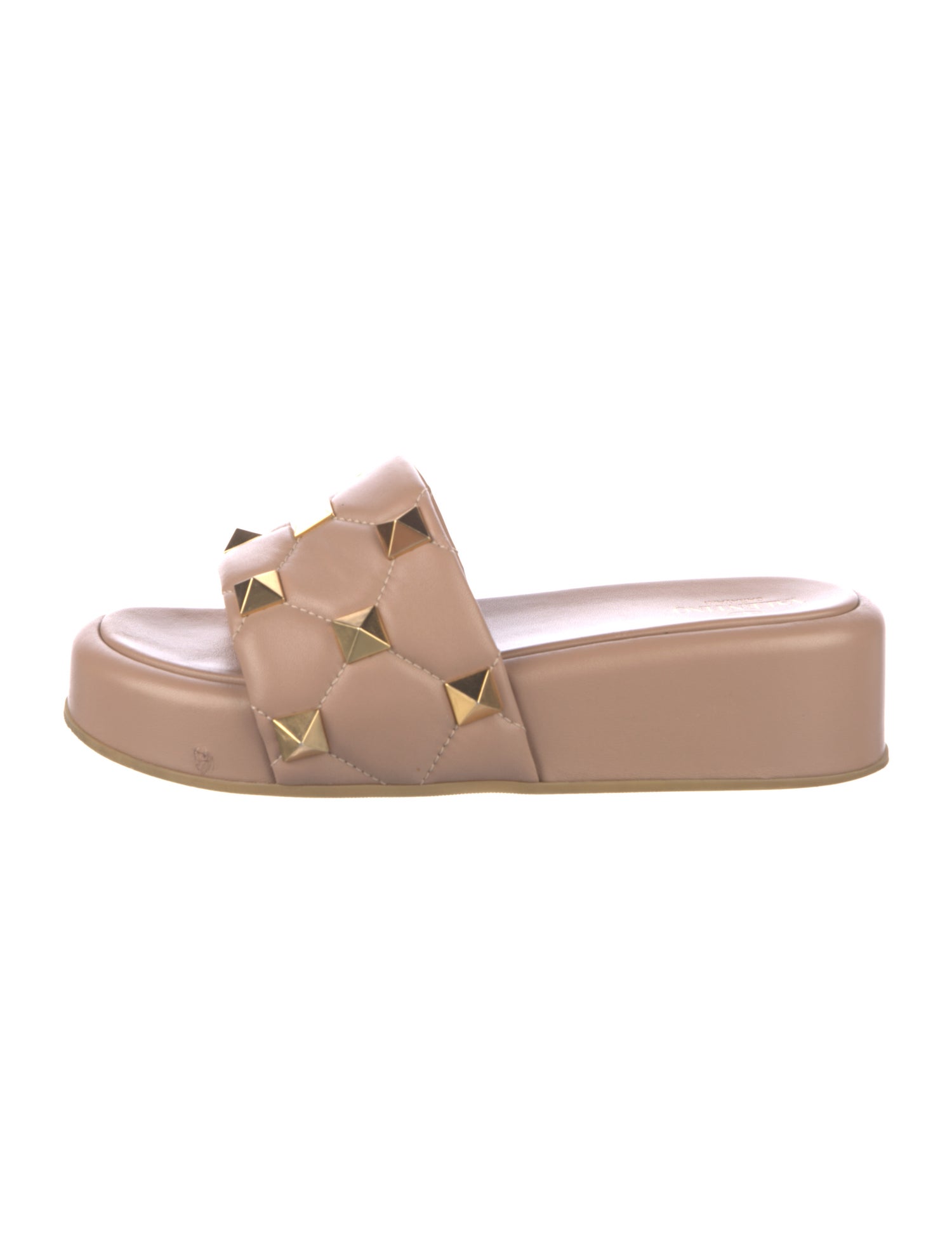 Valentino Quilted Pattern Leather Slides - Neutrals Sandals, Shoes ...
