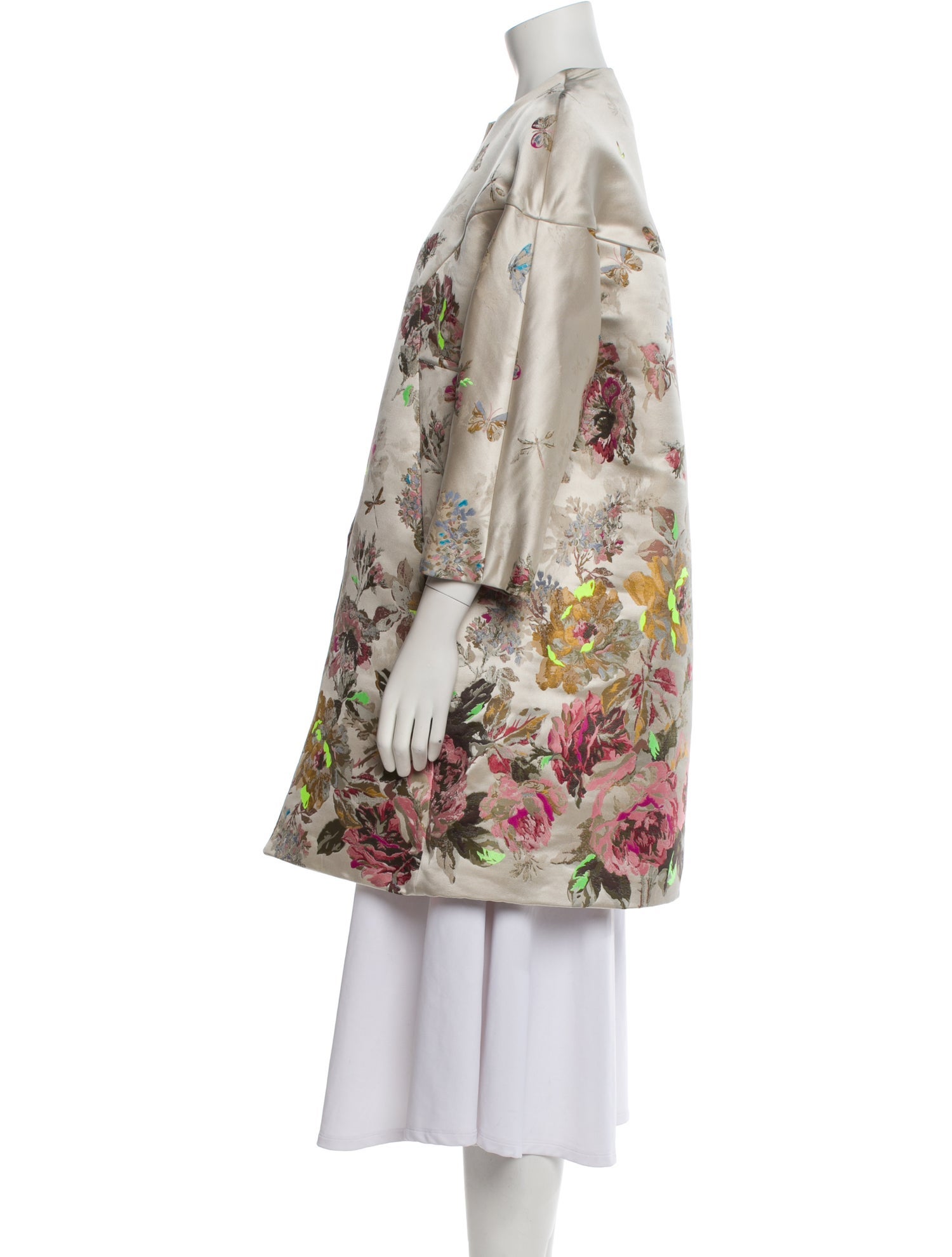Valentino Floral Print Coat - Neutrals Coats, Clothing - VAL494429 ...