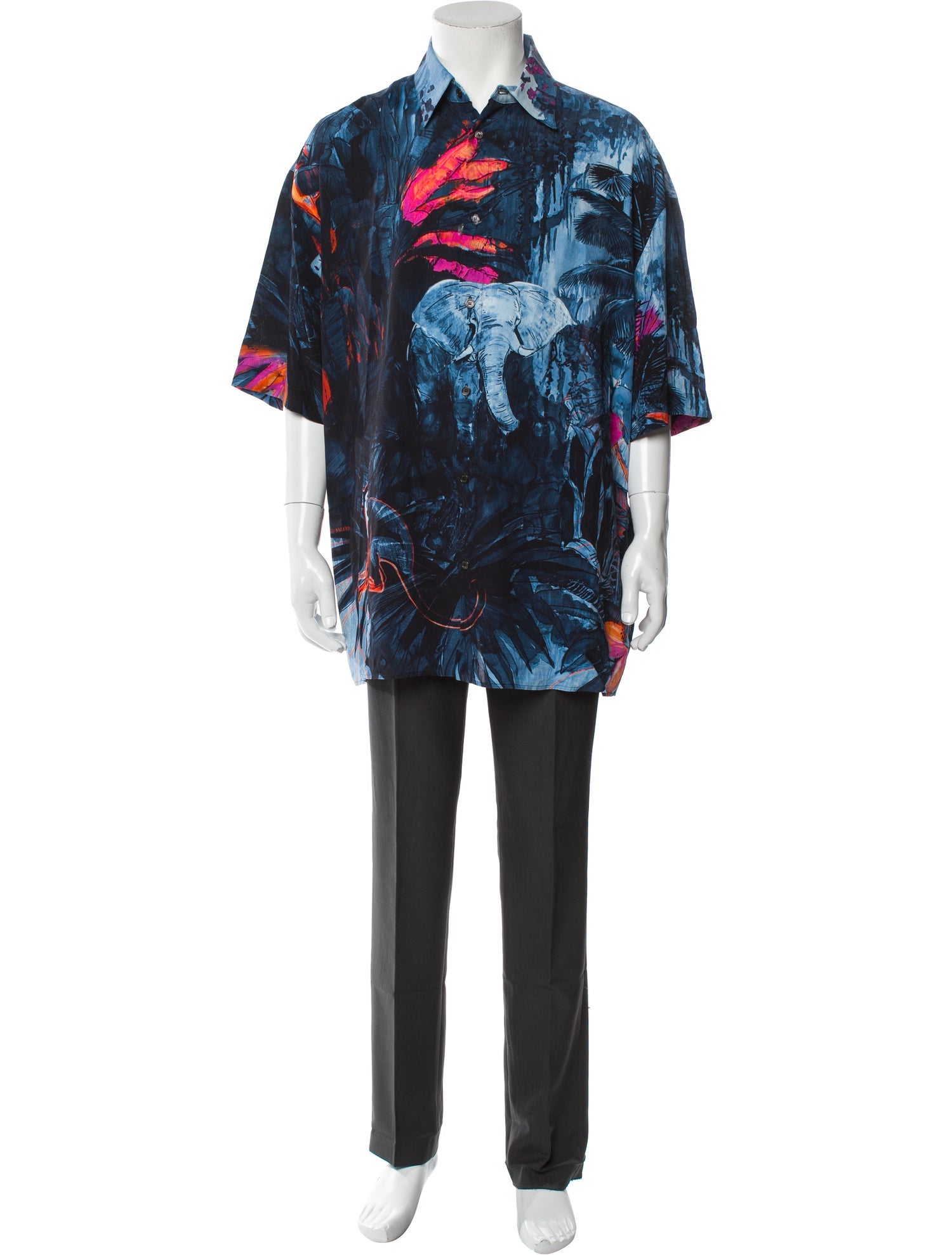 Valentino Printed Three-Quarter Sleeve Shirt - Blue Casual Shirts ...
