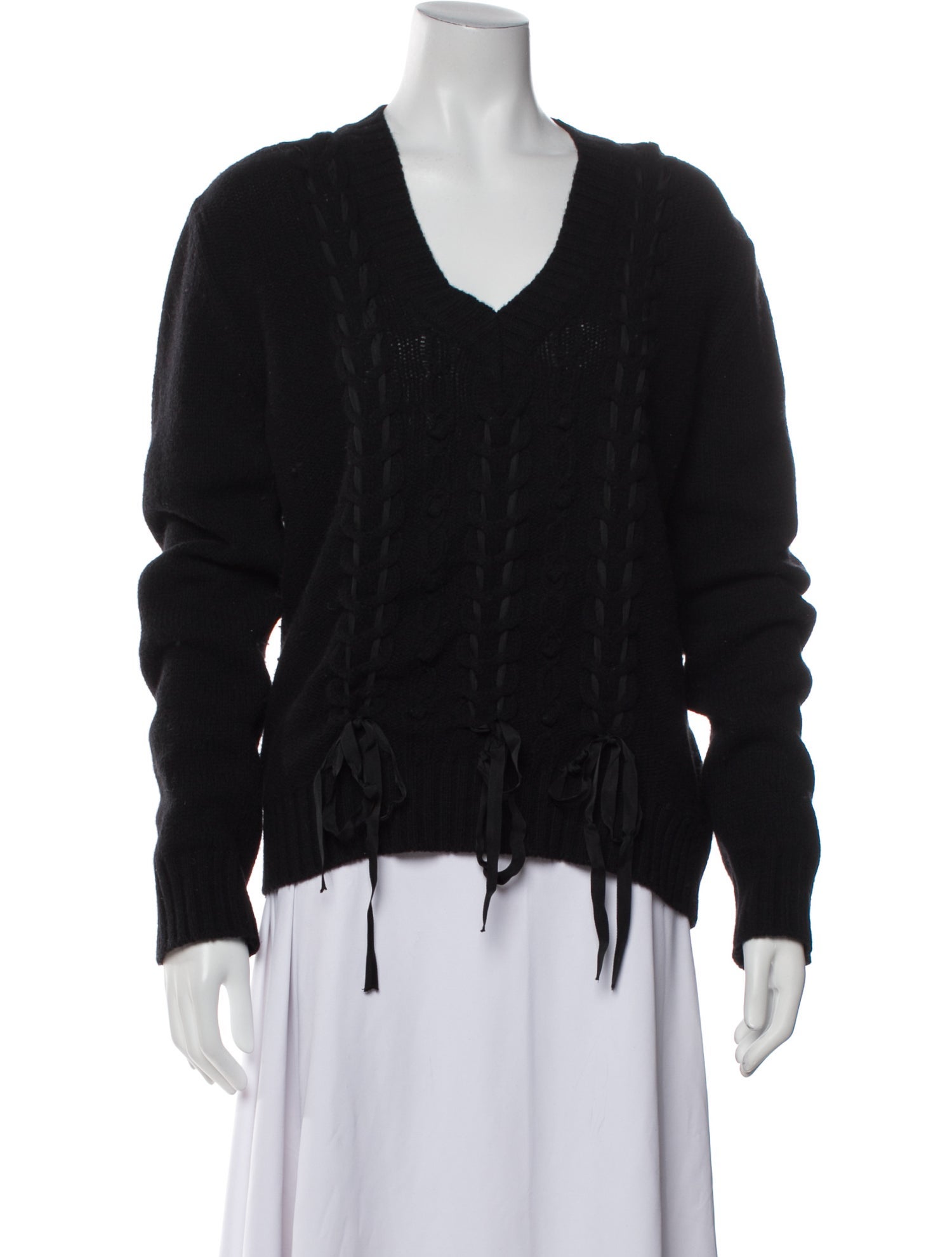 Valentino Virgin Wool V-Neck Sweater - Black Knitwear, Clothing ...