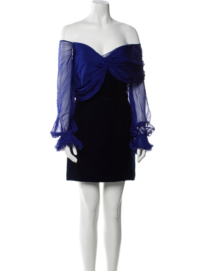 Christian Dior Printed Knee-Length Dress - Blue Dresses, Clothing ...