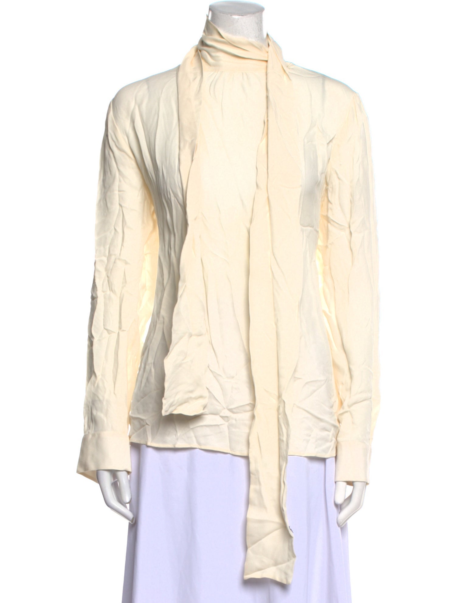 Valentino Silk Mock Neck Button-Up Top - Neutrals Tops, Clothing ...