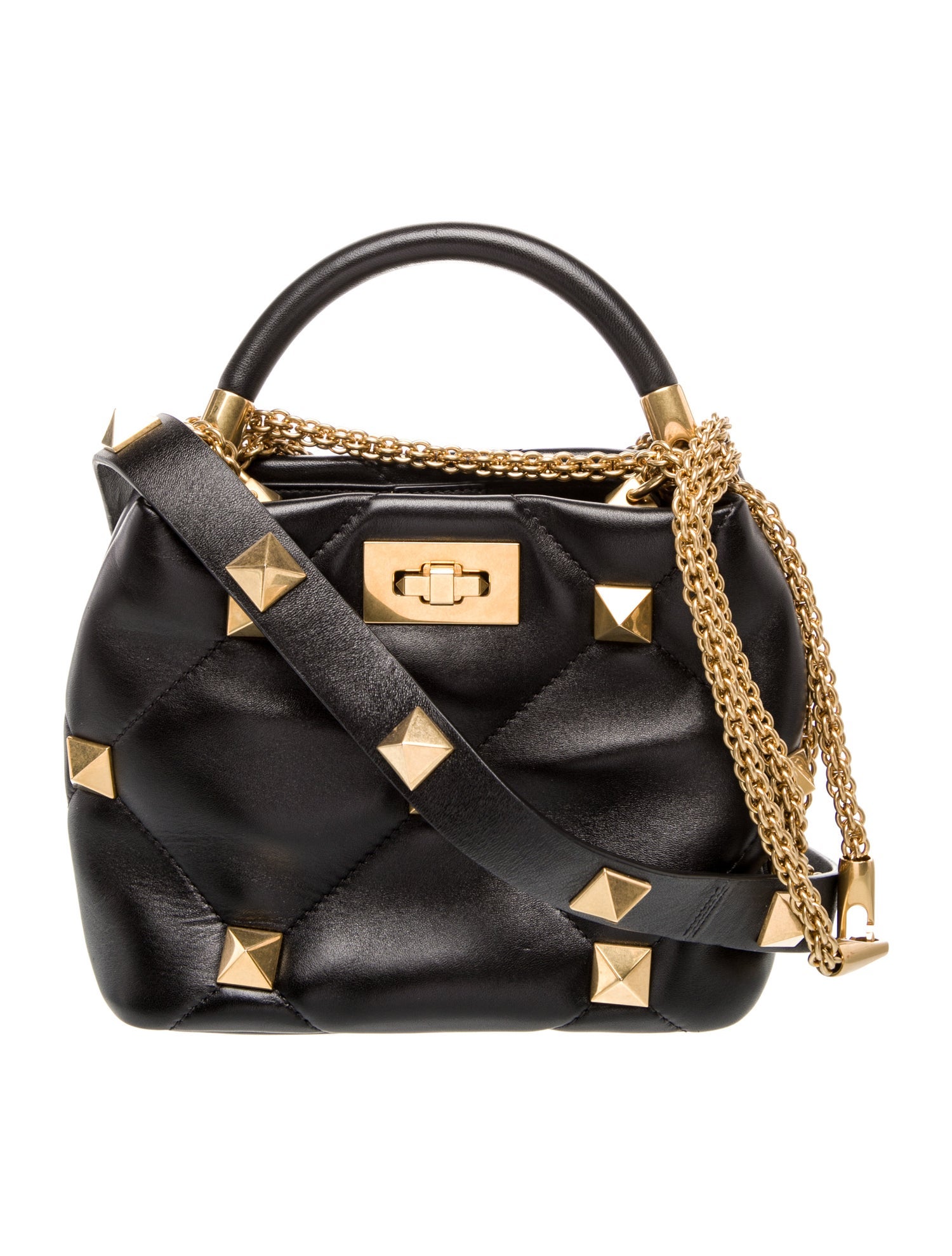 Valentino Rockstud Top Handle Bag - Black Handle Bags, Handbags ...