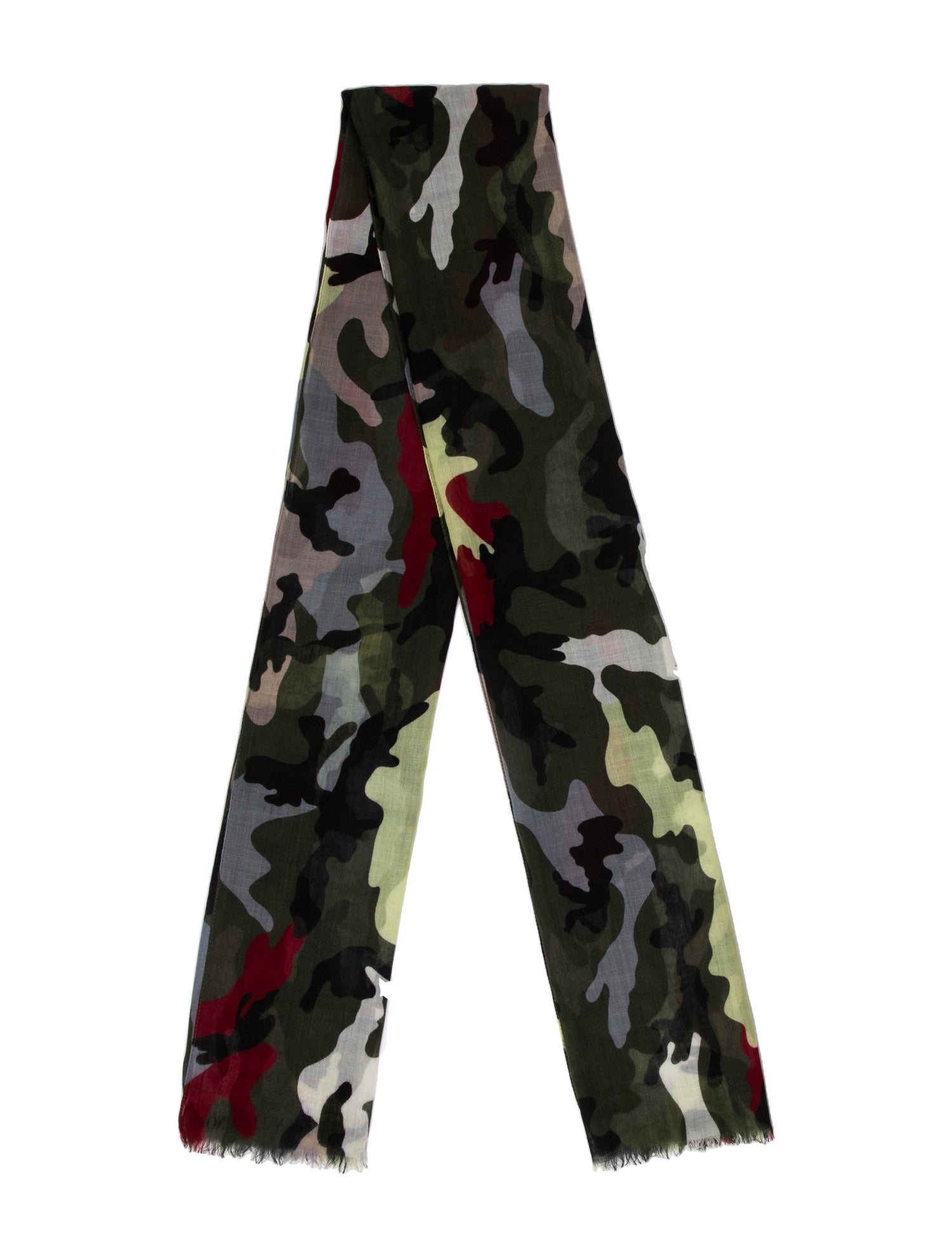 Valentino Wool Camouflage Print Scarf w/ Tags - Black Scarves and ...