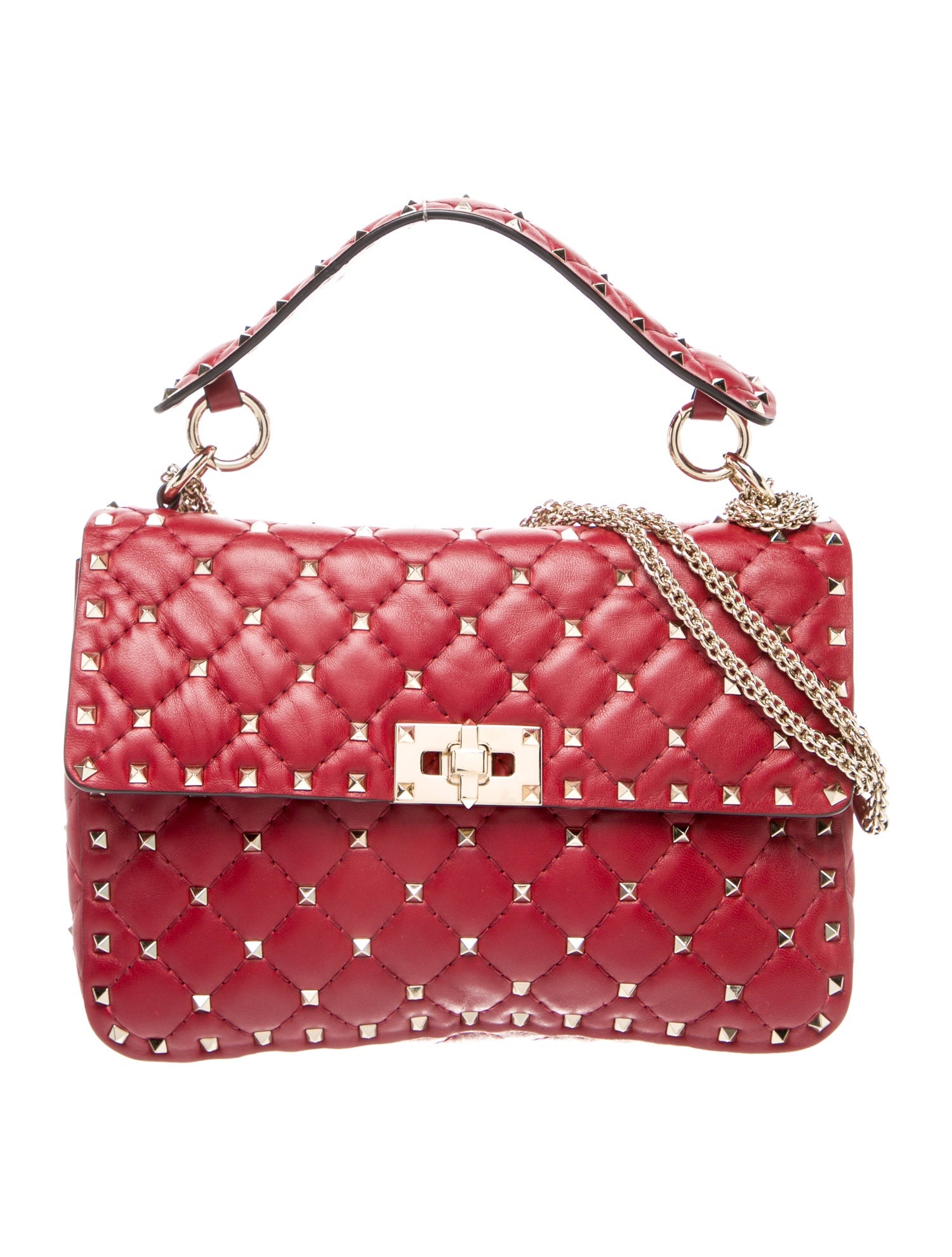 Valentino Rockstud Shoulder Bag - Red Handle Bags, Handbags - VAL529995 ...