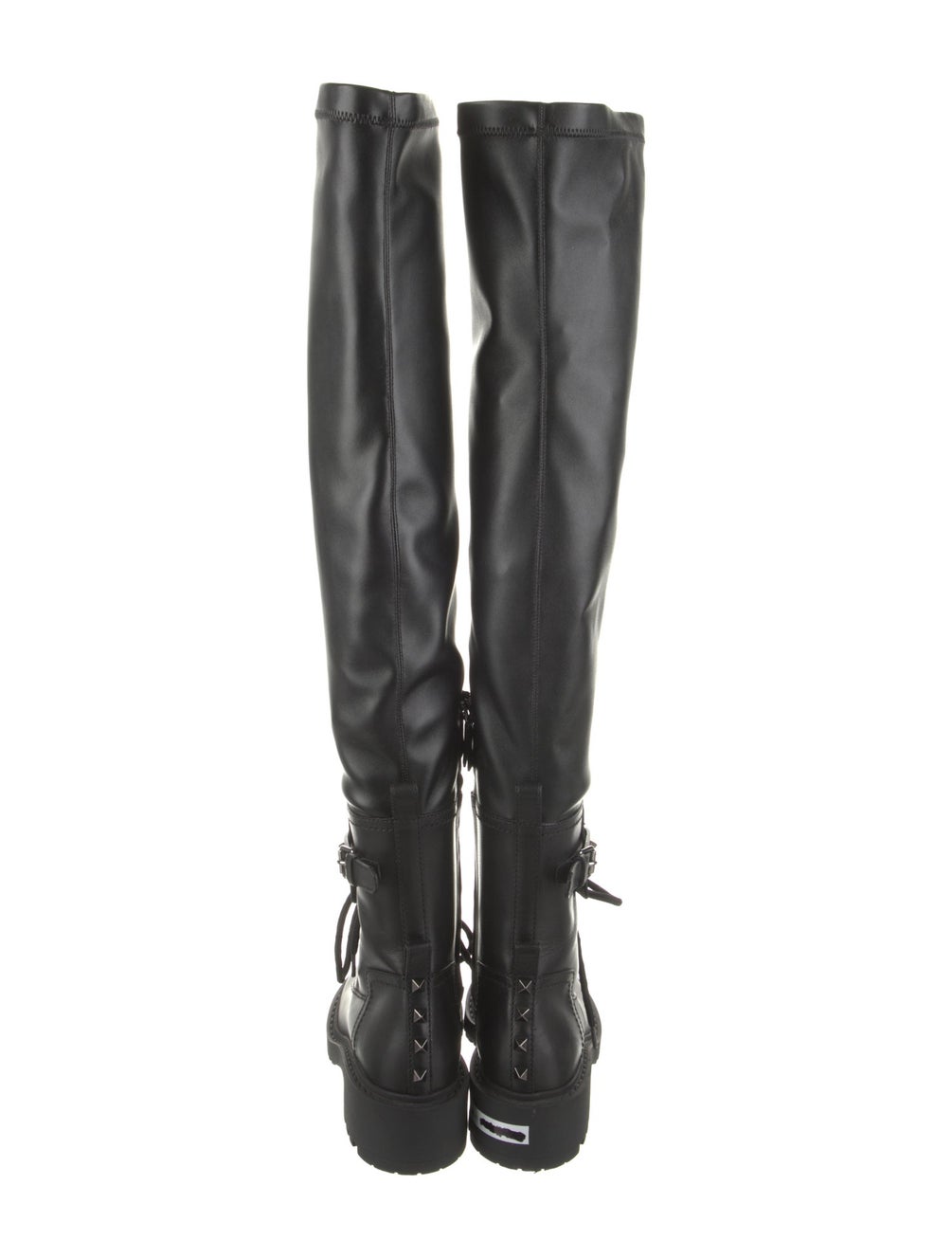 Valentino Leather Studded Accents Combat Boots - Black Boots, Shoes ...