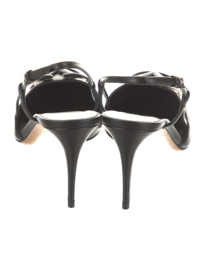Valentino Leather Slingback Pumps - Black Pumps, Shoes - VAL536326 ...