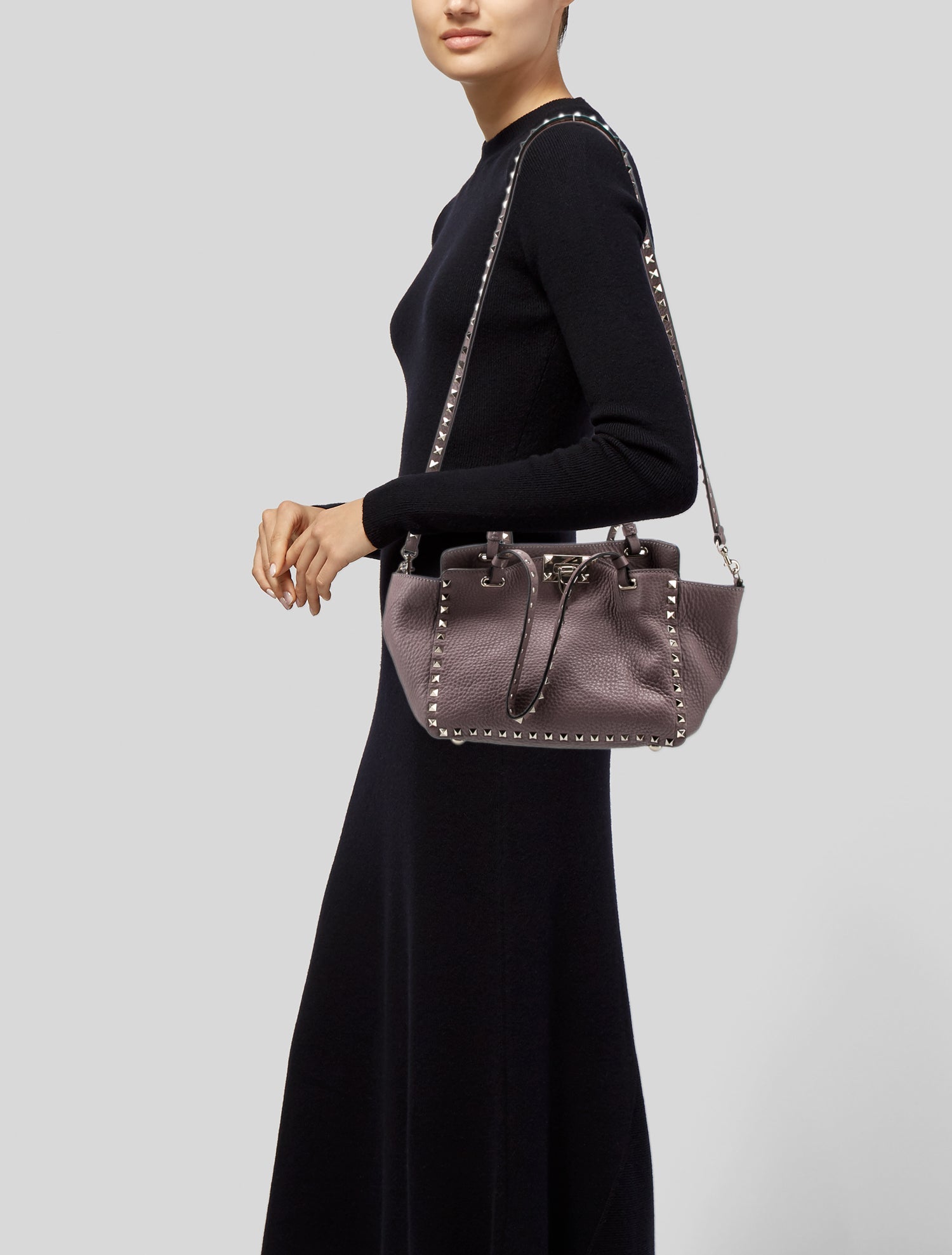 Valentino Rockstud Top Handle Bag - Neutrals Handle Bags, Handbags ...