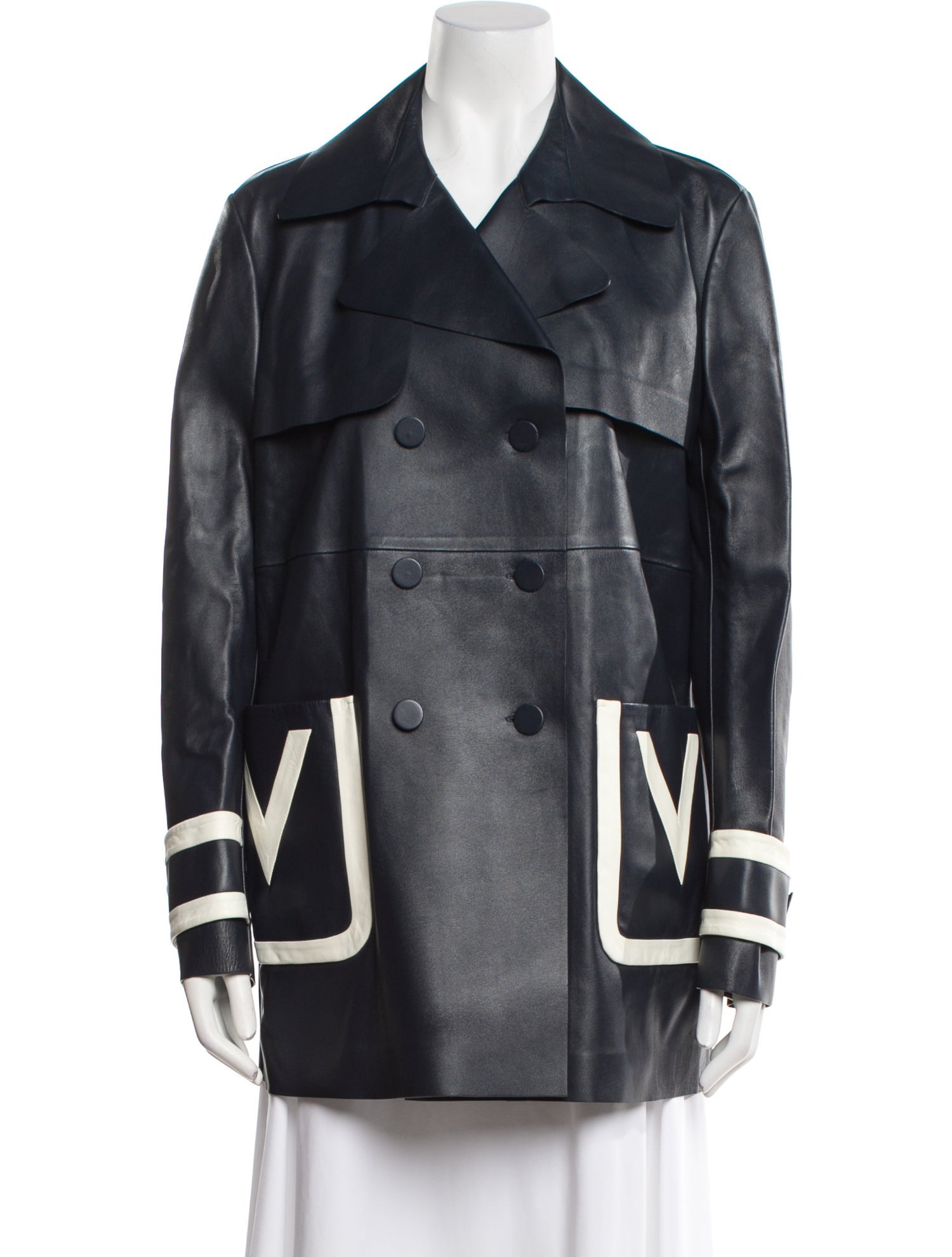 Valentino Lambskin Striped Coat w/ Tags - Blue Coats, Clothing ...