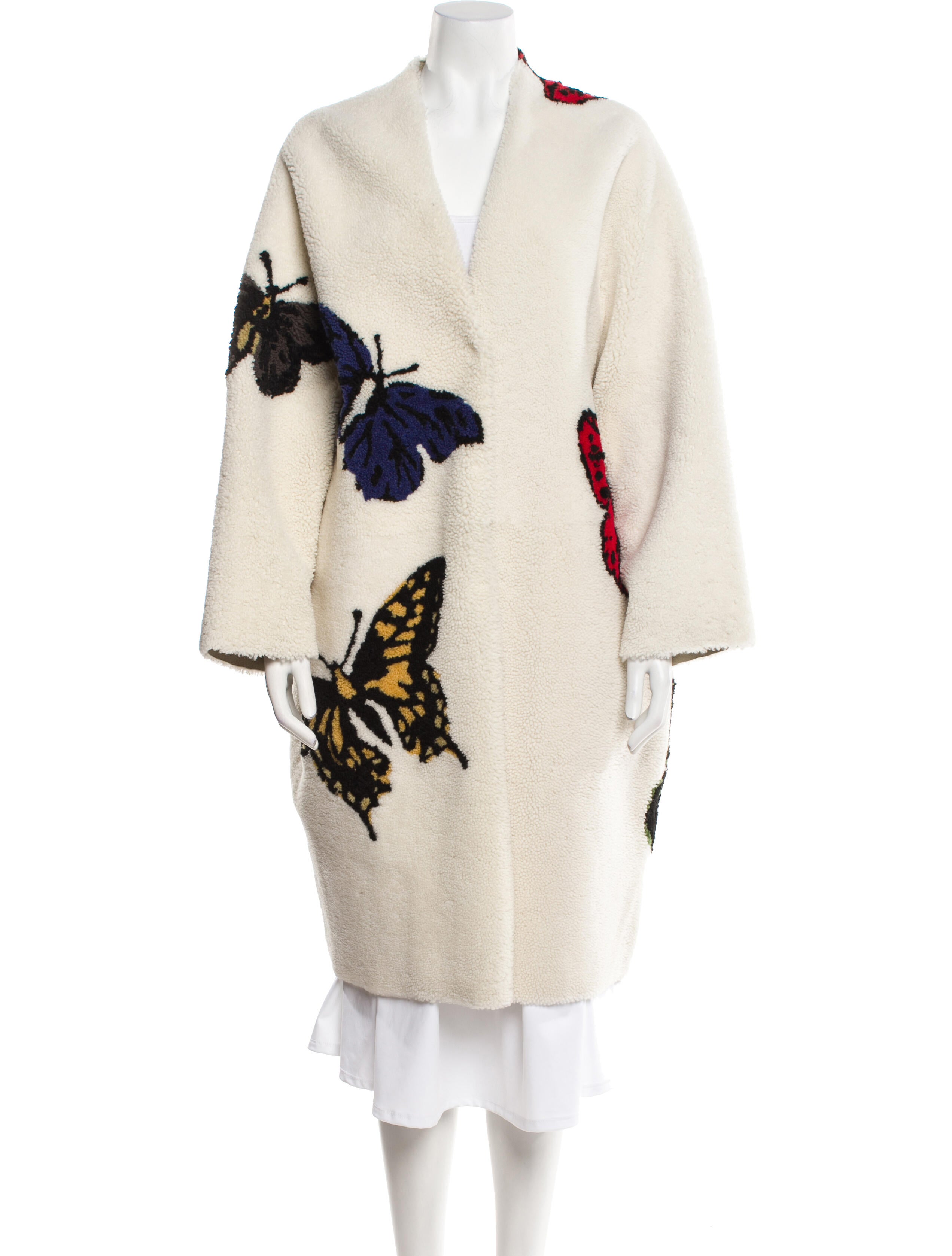 Valentino Lamb Fur Graphic Print Fur Coat w/ Tags - Neutrals Coats ...