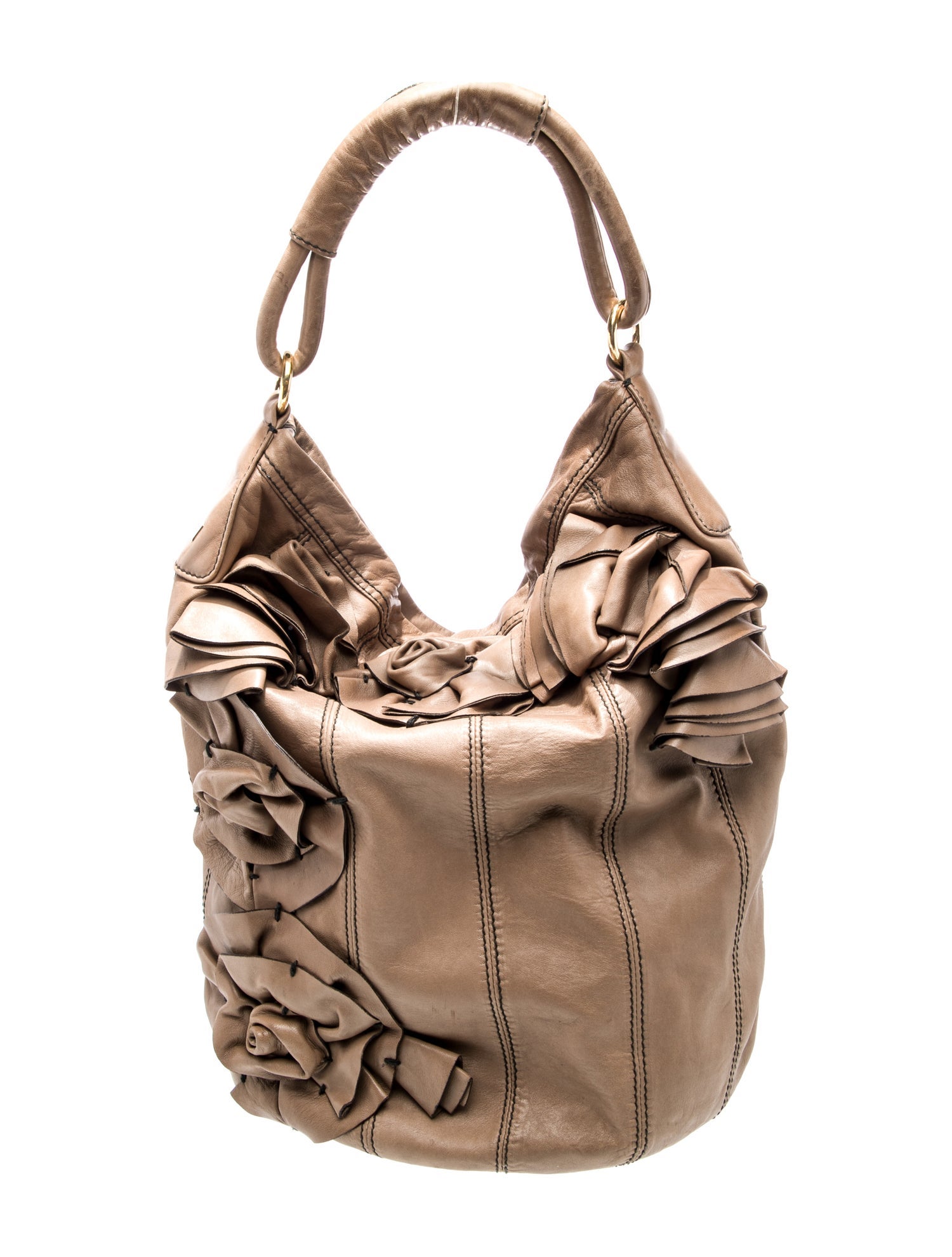 Valentino Leather Top Handle Bag - Brown Handle Bags, Handbags ...