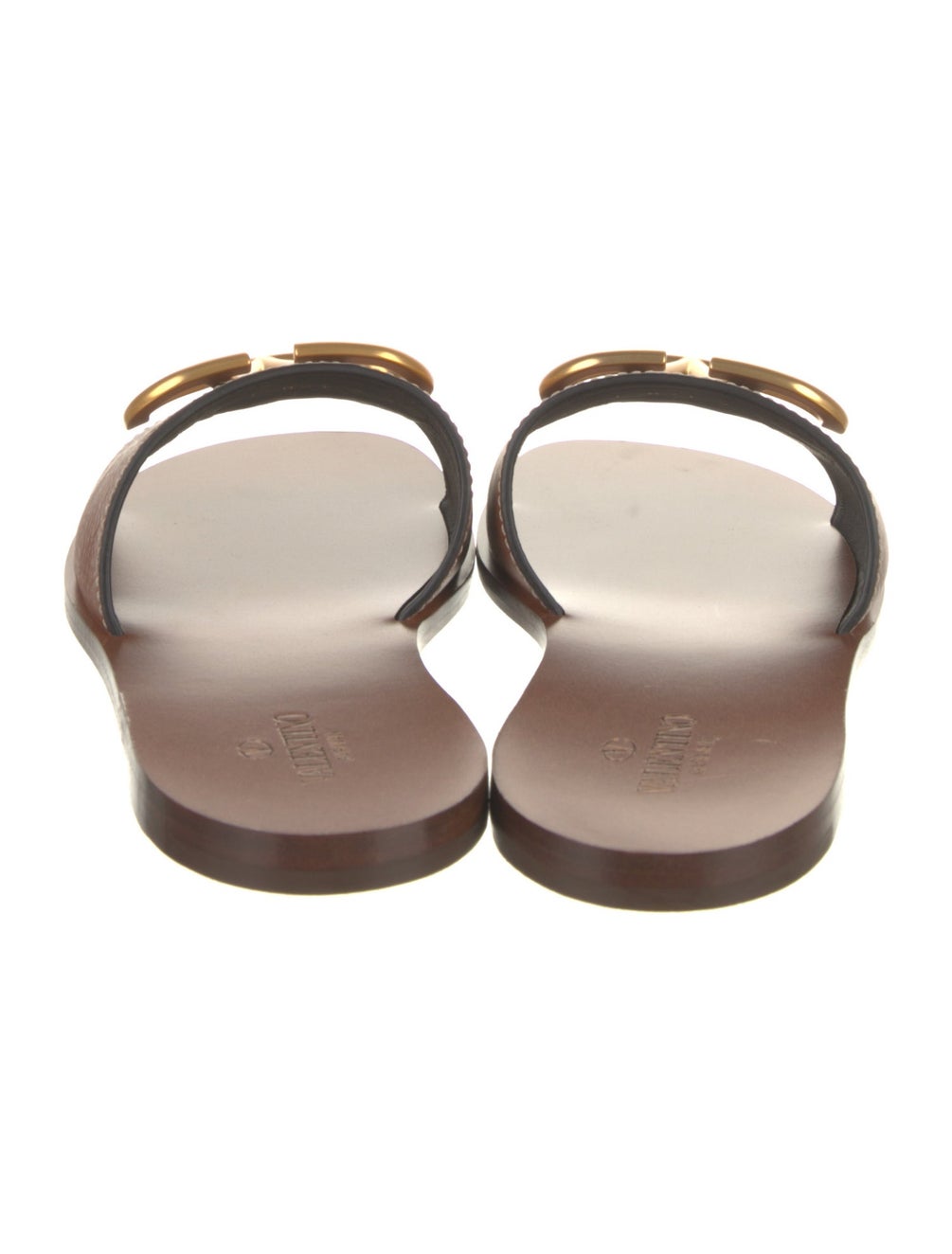 Valentino Leather Slides - Brown Sandals, Shoes - VAL538018 | The RealReal