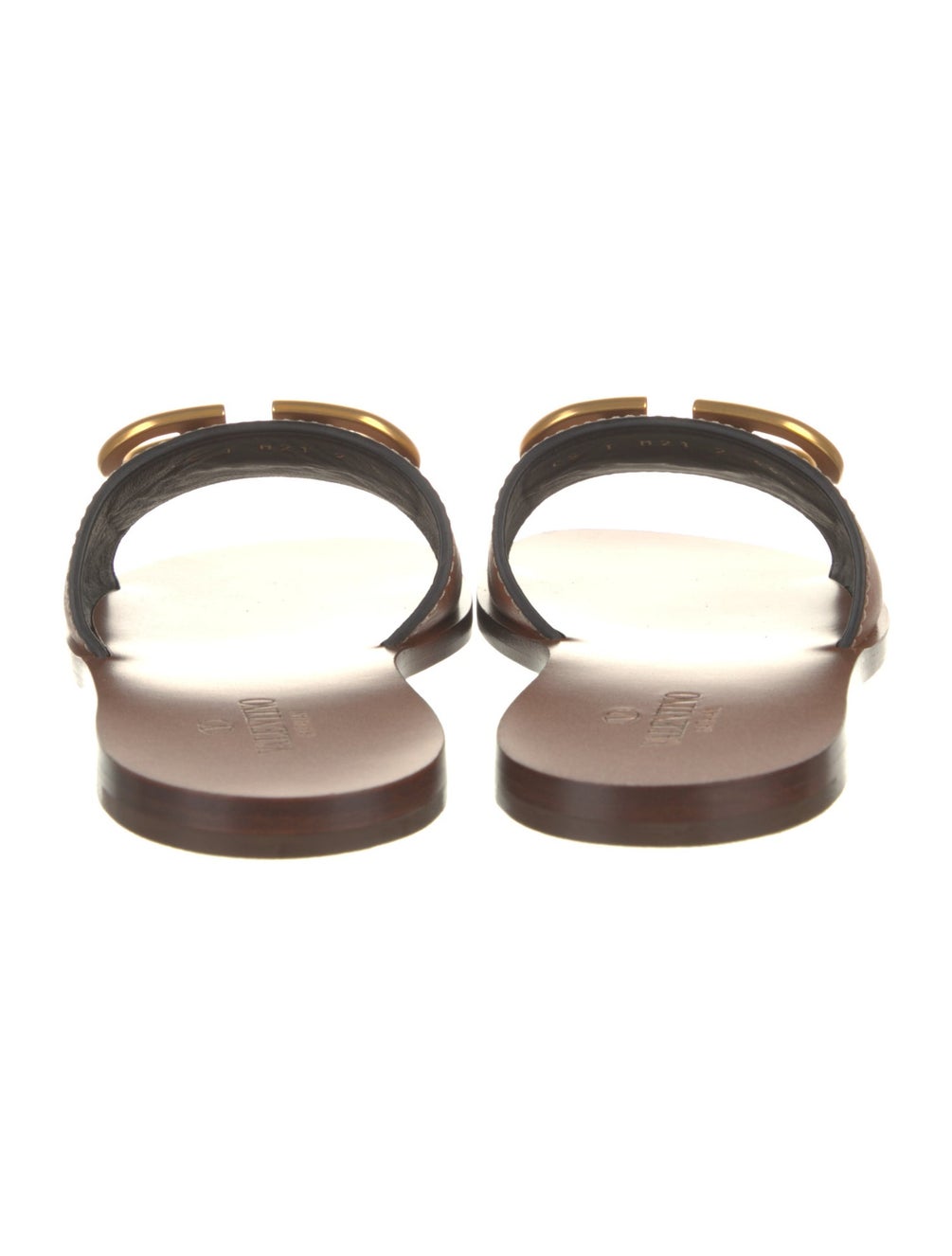 Valentino Leather Slides - Brown Sandals, Shoes - VAL539051 | The RealReal