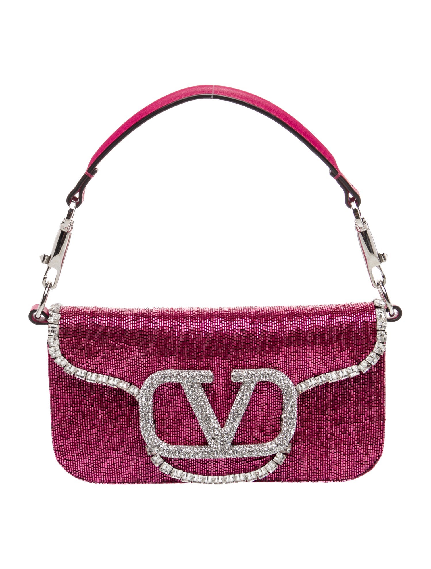 Valentino Leather Top Handle Bag - Silver Handle Bags, Handbags ...