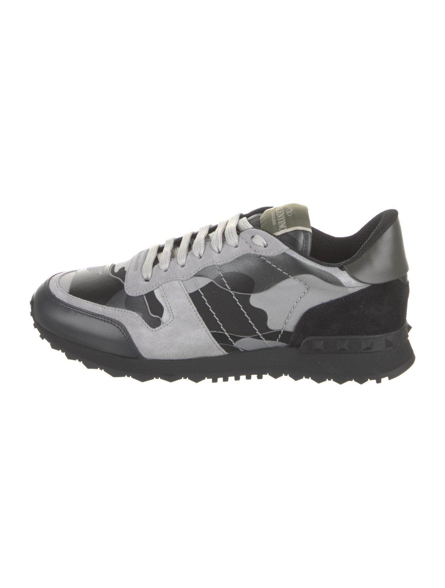 Valentino Leather Printed Sneakers - Grey Sneakers, Shoes - VAL540460 ...